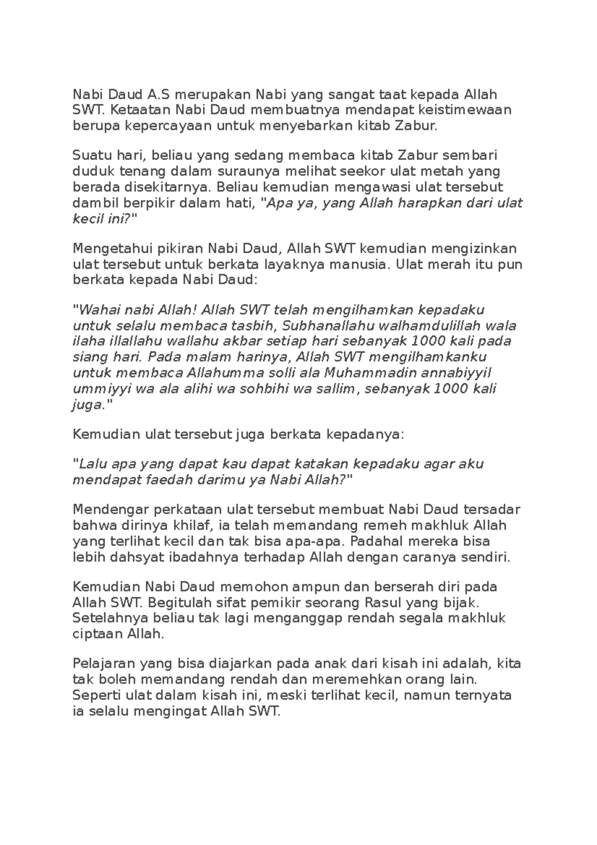 Kisah nabi daud - Nabi Daud A merupakan Nabi yang sangat taat kepada ...