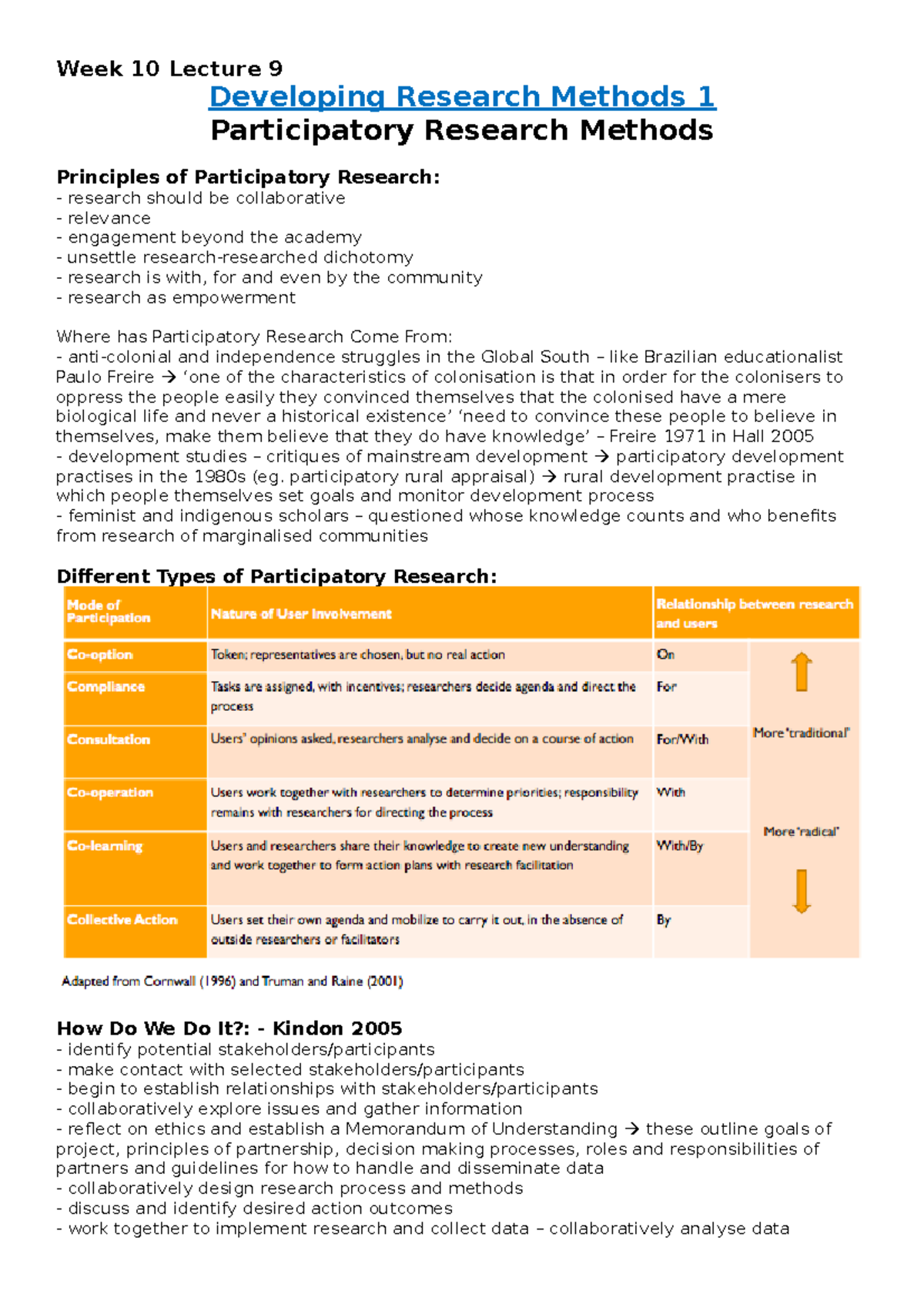 Week 9 Lecture 8 - Research Methods - Week 10 Lecture 9 Developing Research Methods 1 ...