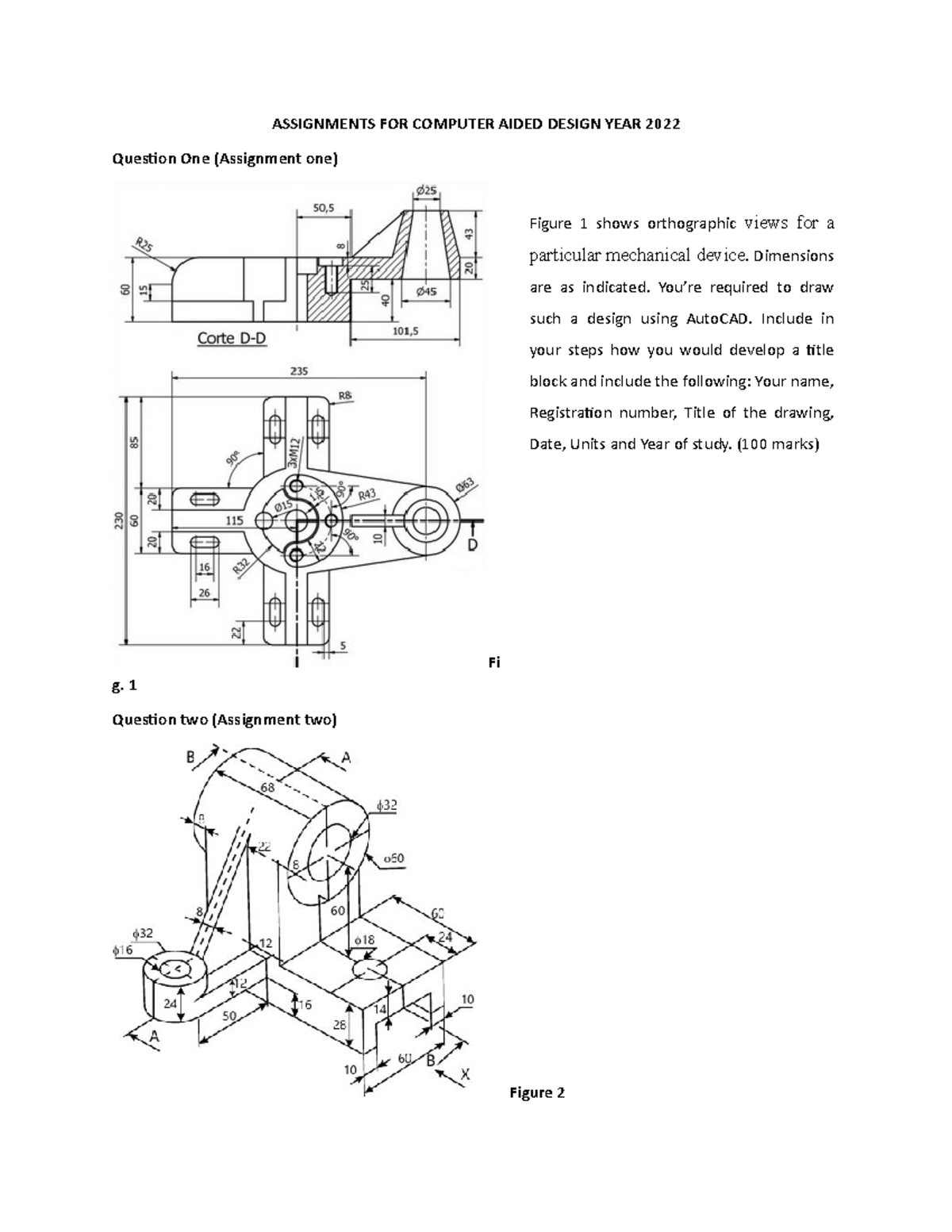 Assignment FOR Computer Aided Design YEAR 2022 - ASSIGNMENTS FOR ...
