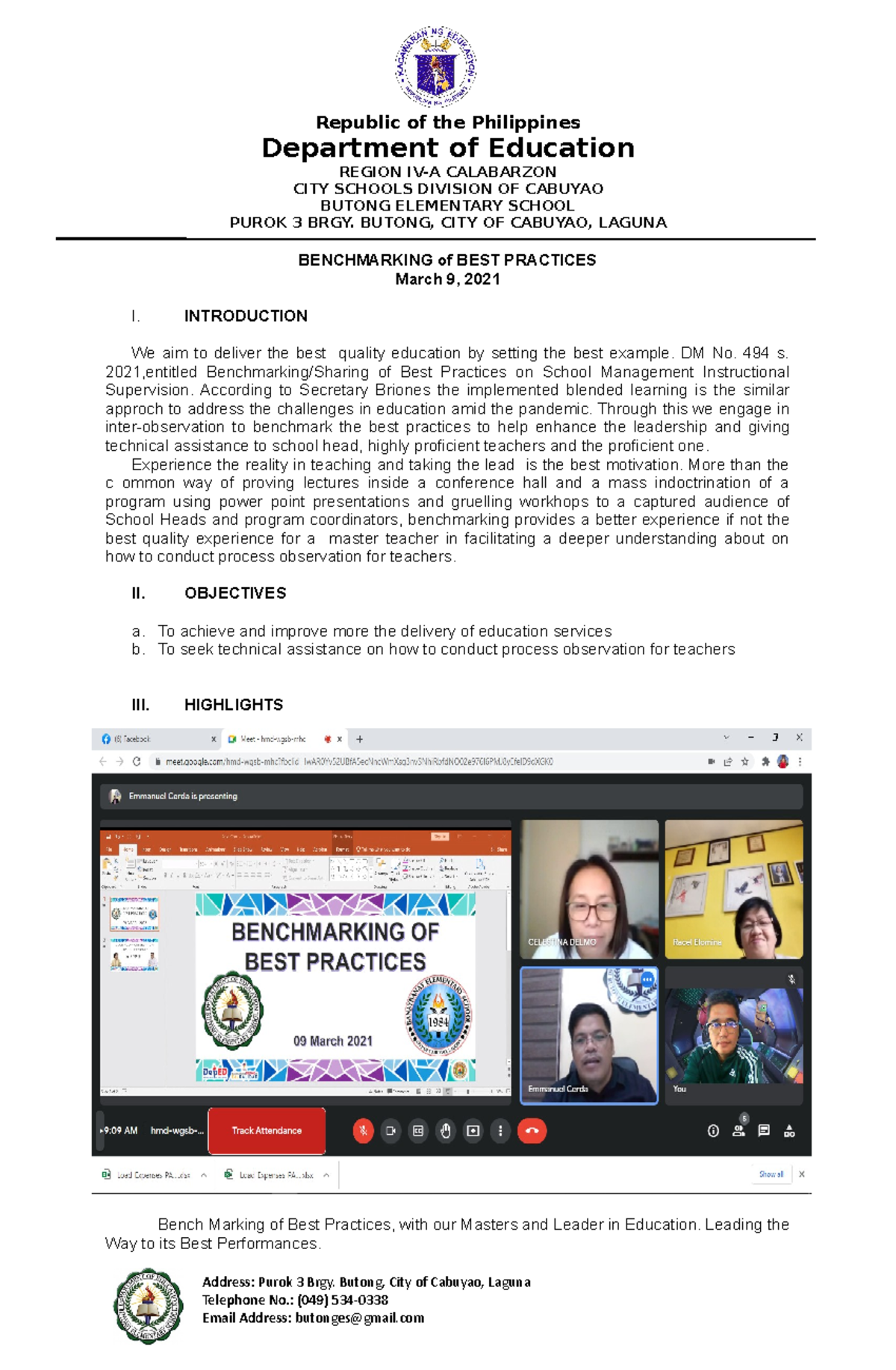 Benchmarking - Department of Education REGION IV-A CALABARZON CITY ...