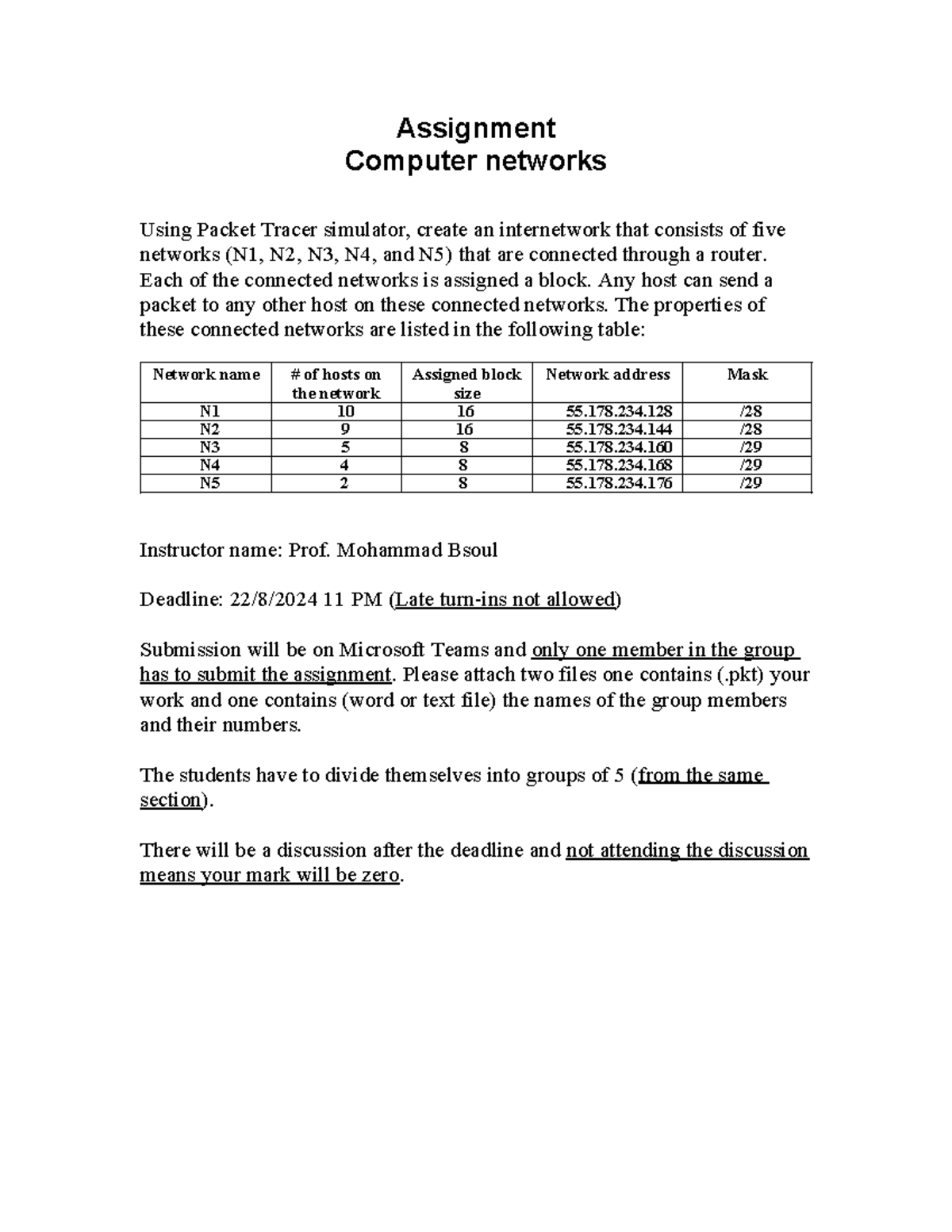 Computer Networks Assignment 2023-2024 Summer Semester - Assignment Computer networks Using ...