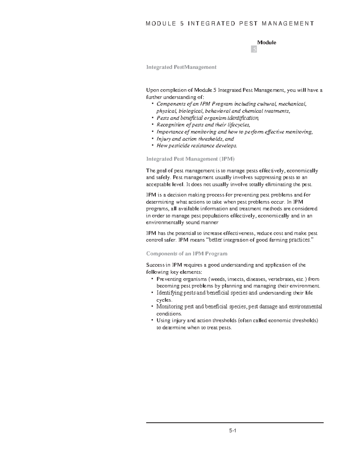IPM - Pest control - Integrated PestManagement Module 5 Upon completion ...