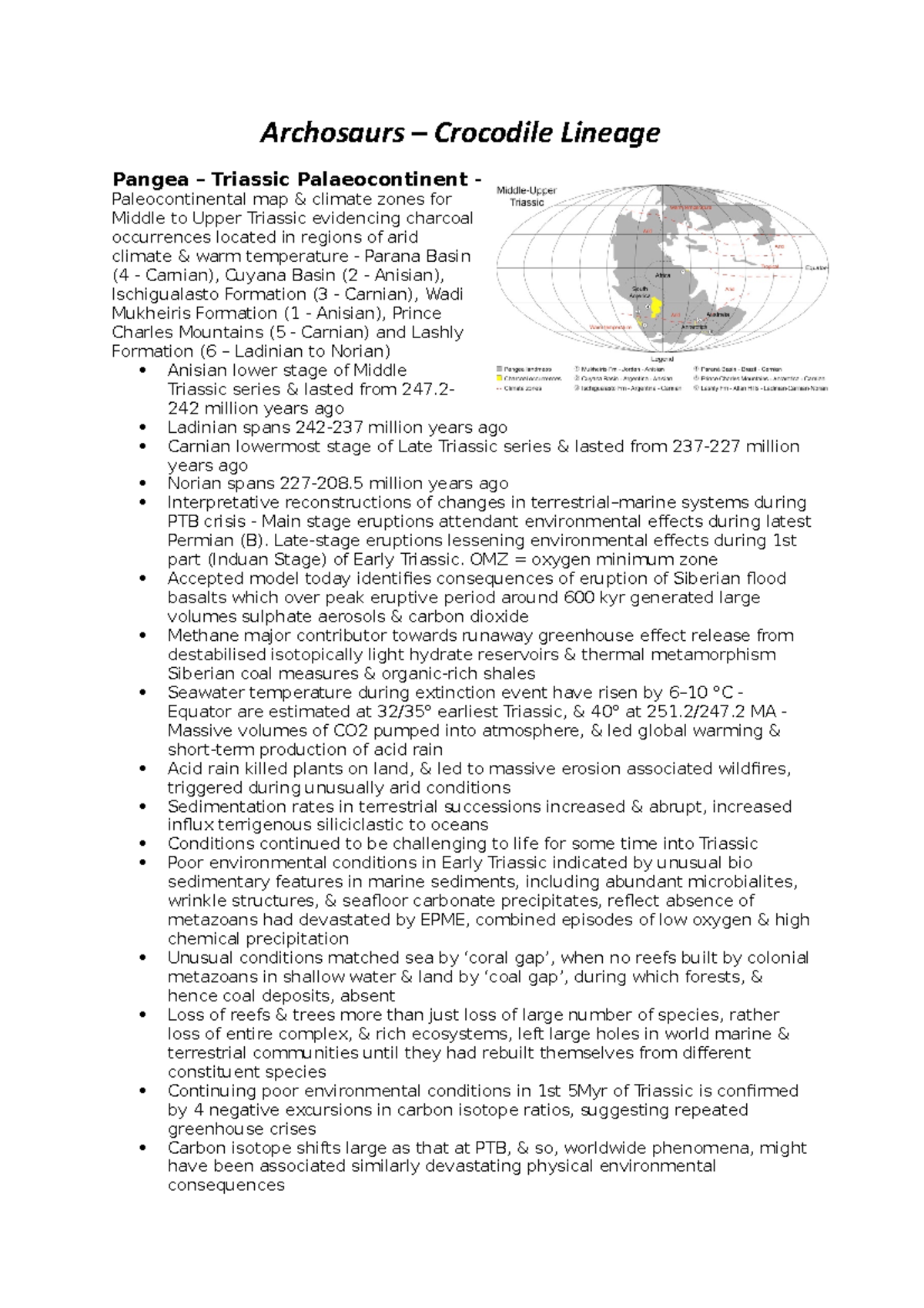 Archosaurs - Lecture notes - Archosaurs – Crocodile Lineage Pangea ...