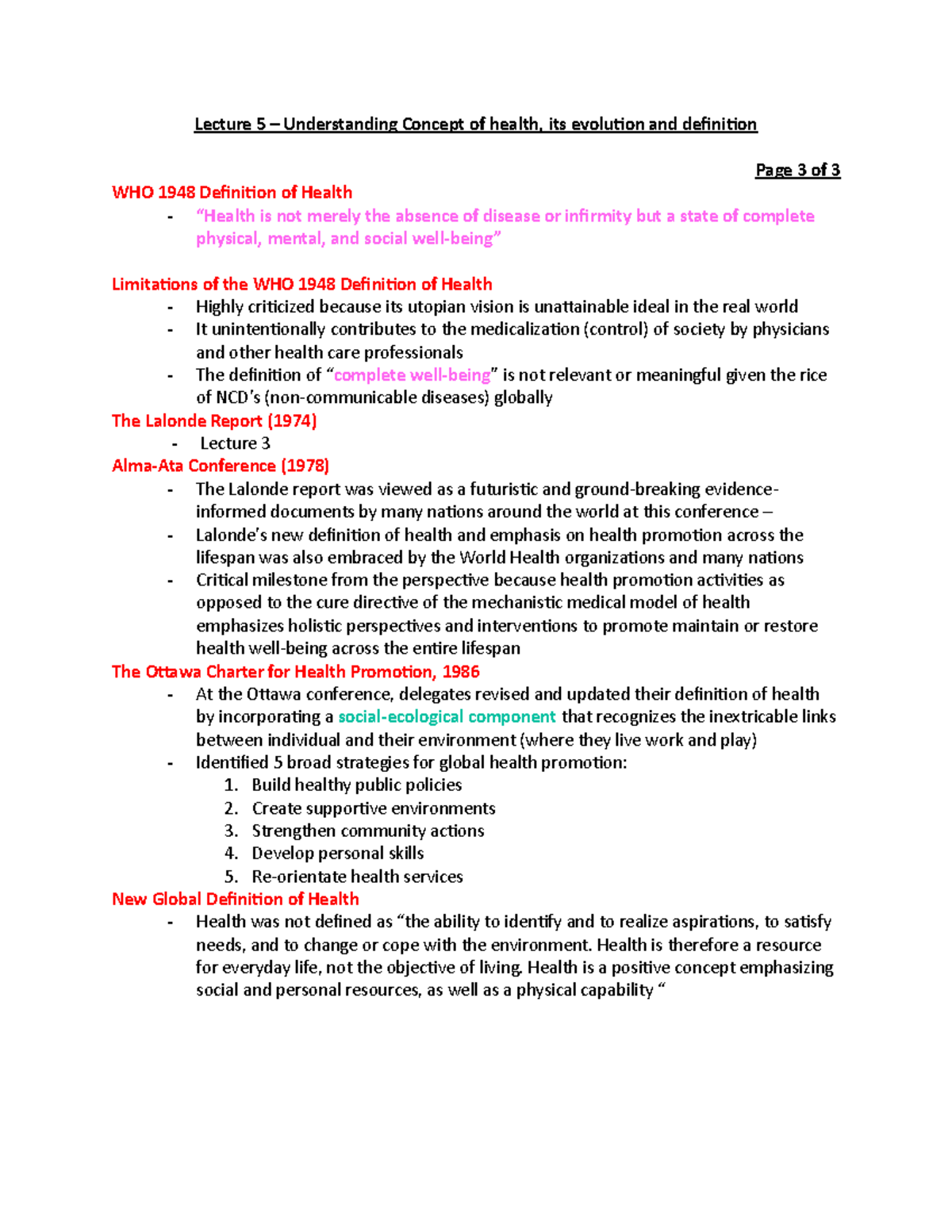 Public health - Lecture 5 - part 3 - Lecture 5 – Understanding Concept ...