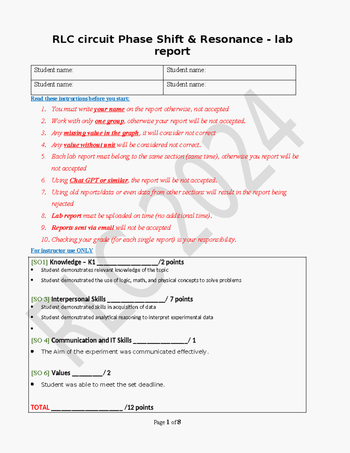 08 RLC circuit phase shift resonance - Report - RLC circuit Phase Shift ...