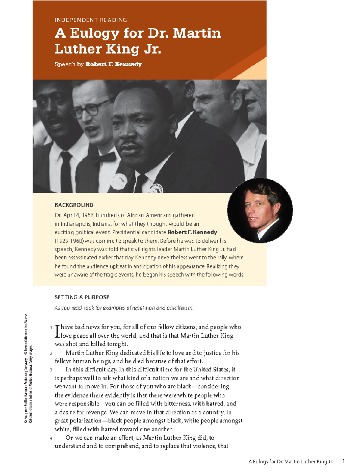 Ronhy Luvengoka - English 1 H - A Eulogy for Dr. MLK - Kennedy ...