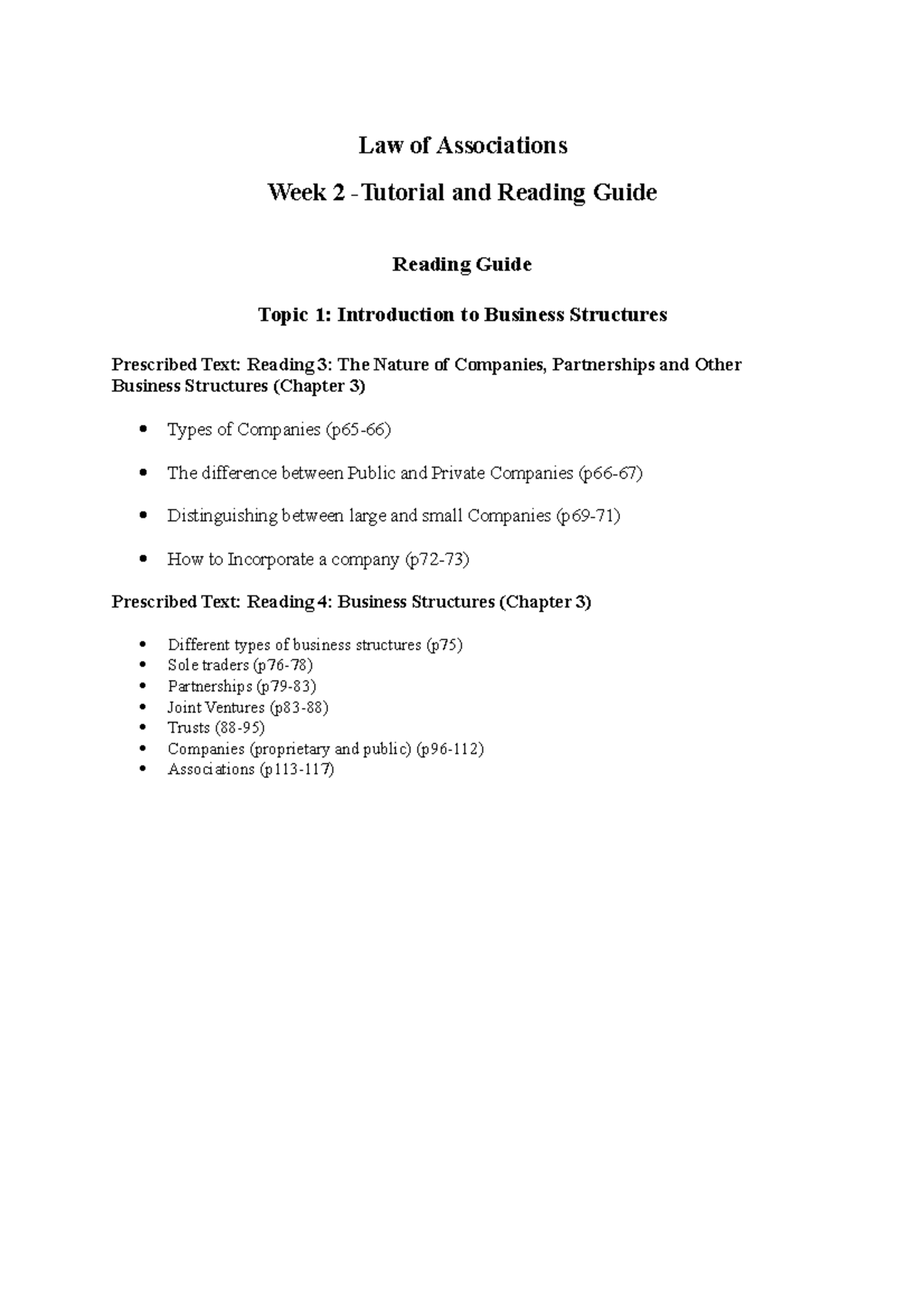 LAWS 3045 Week 2-Tutorial and Reading Guide - Law of Associations Week ...
