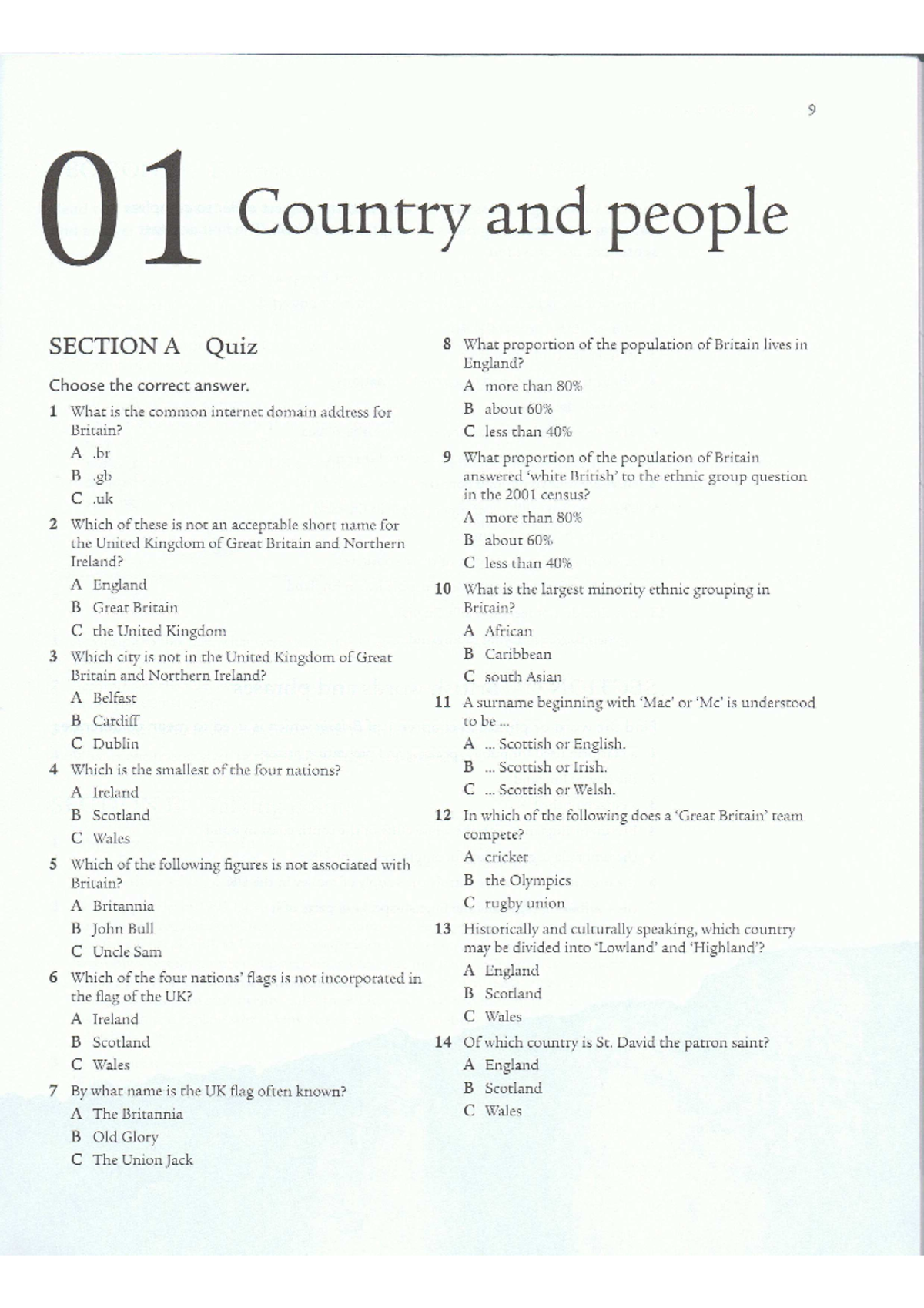 Intro to Culture Practice Test - Faculty of English Linguistics and ...