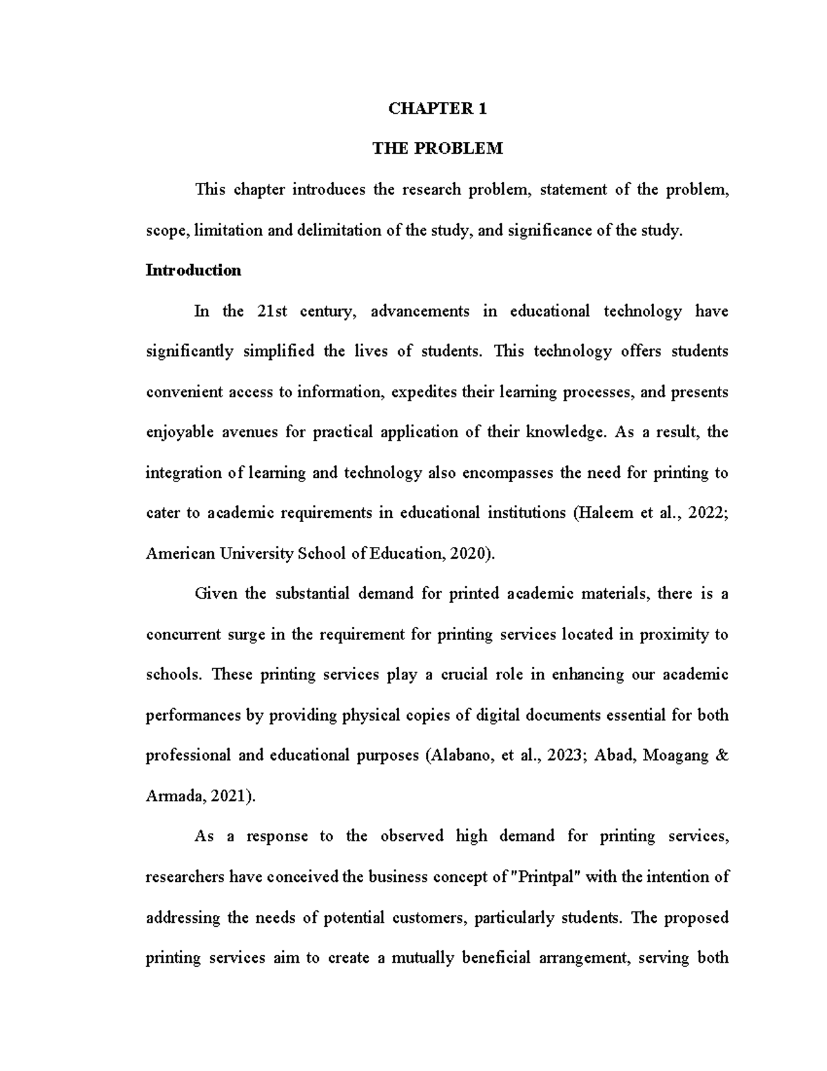 Chapter-1-five - PR2 - CHAPTER 1 THE PROBLEM This chapter introduces ...