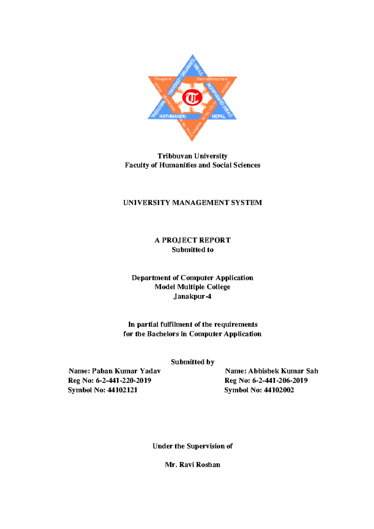 University management system - Tribhuvan University Faculty of ...