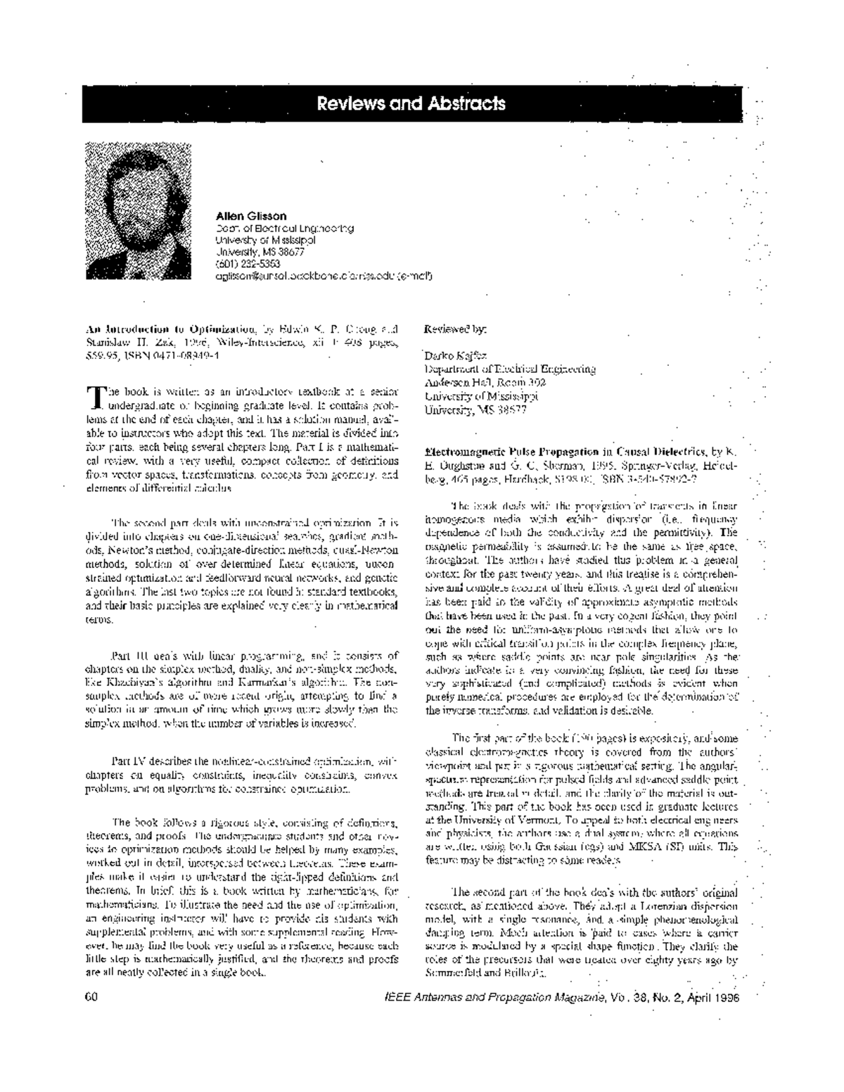 An Introduction to Optimization - Allen zyxwvutsrqGlisson zyxwvuts Dept ...