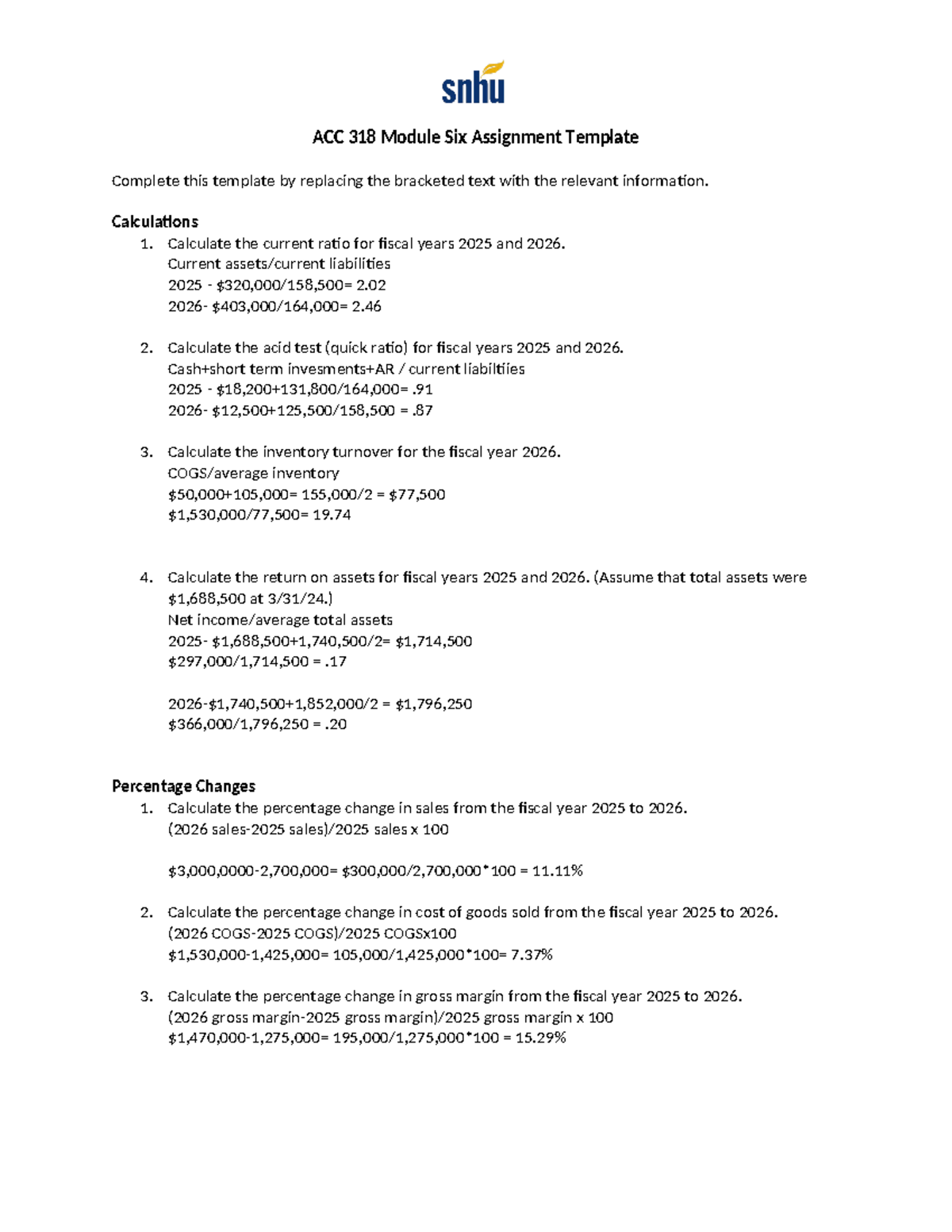 ACC 318 Module Six Assignment Template - ACC 318 Module Six Assignment ...