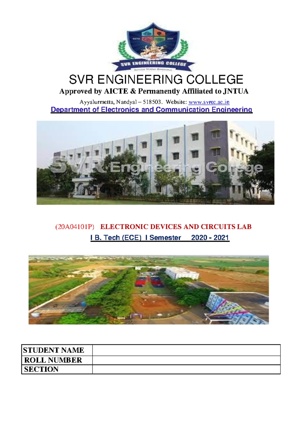 EDC LAB Manual - NIL - SVR ENGINEERING COLLEGE Approved by AICTE ...