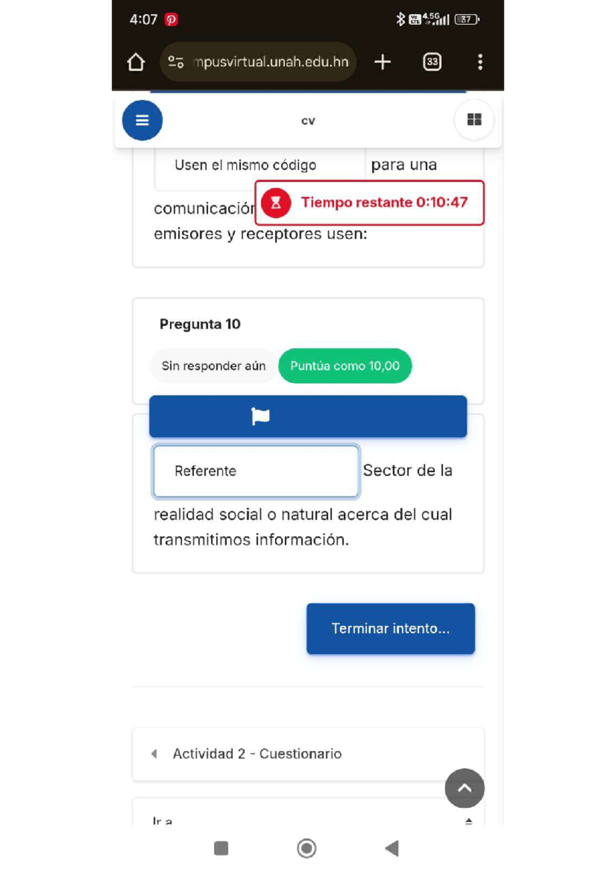 Imagen de Whats App 2024-11-04 a las 20 - 4:07 P Vo 4 LTE 37 I IN impusvirtual.unah.edu 33 CV ...