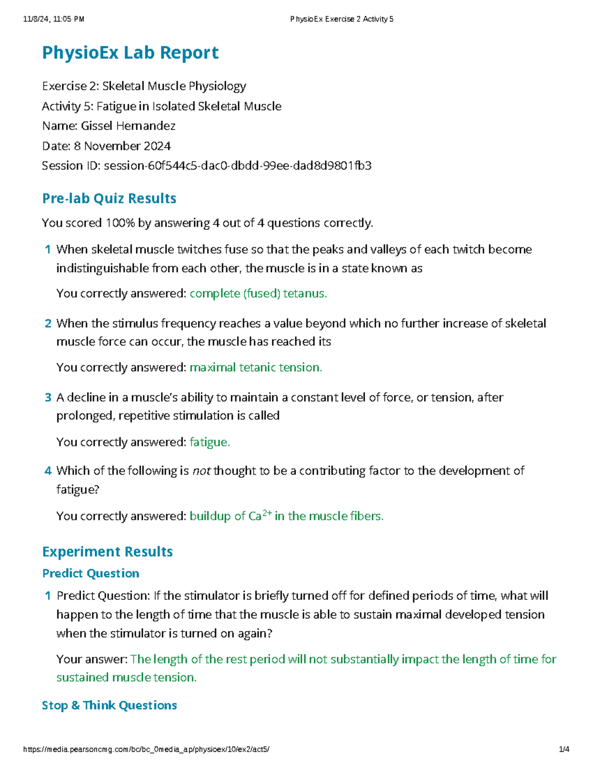 Physio Ex Exercise 2 Activity 5 - PhysioEx Lab Report Exercise 2 ...