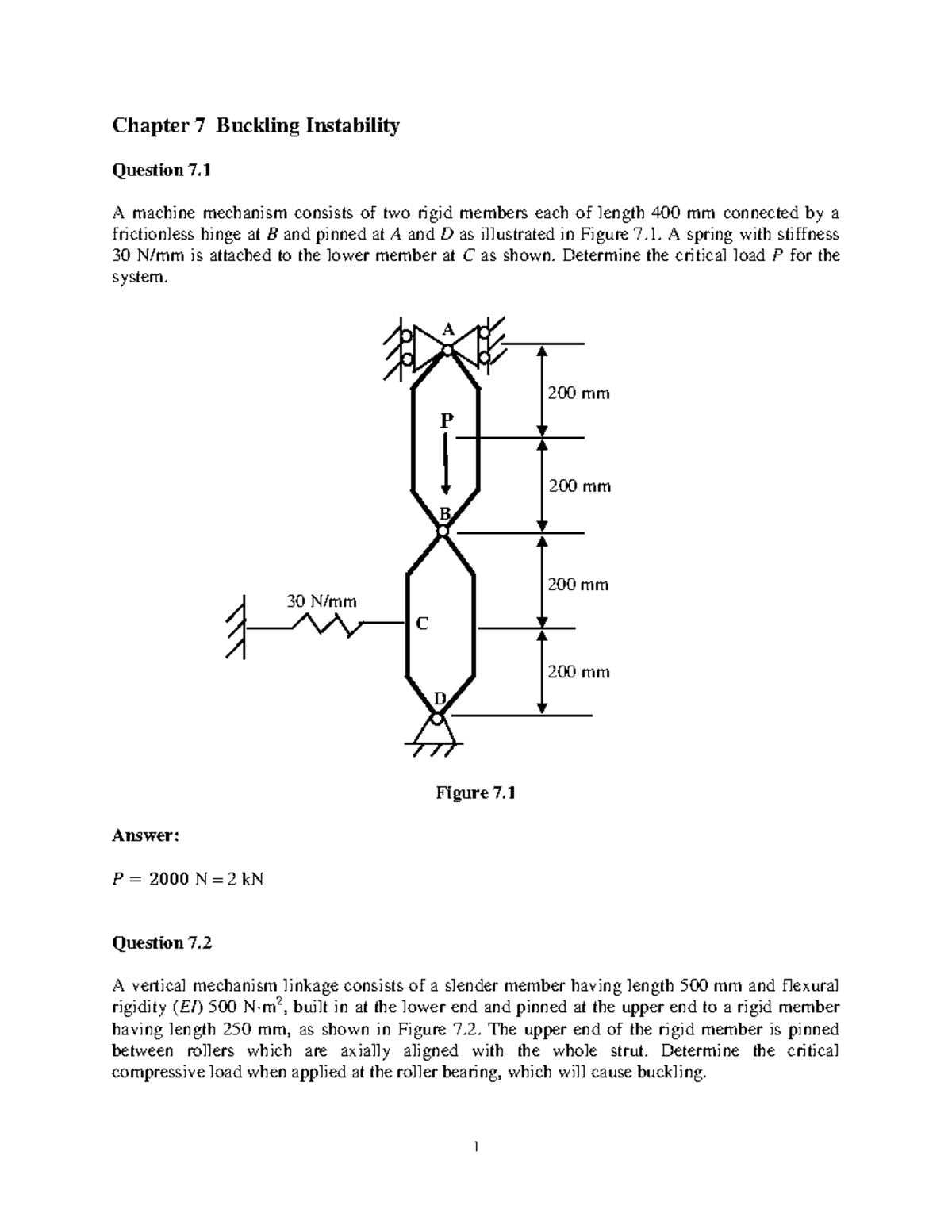 Chapter 7 Exercises - practice - Chapter 7 Buckling Instability ...