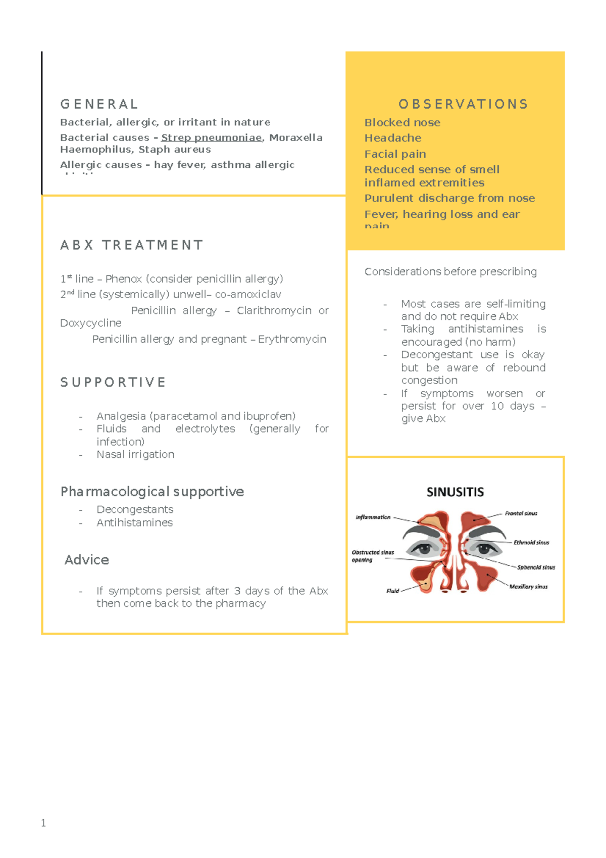Sinusitis summary AC - G E N E R A L Bacterial, allergic, or irritant ...