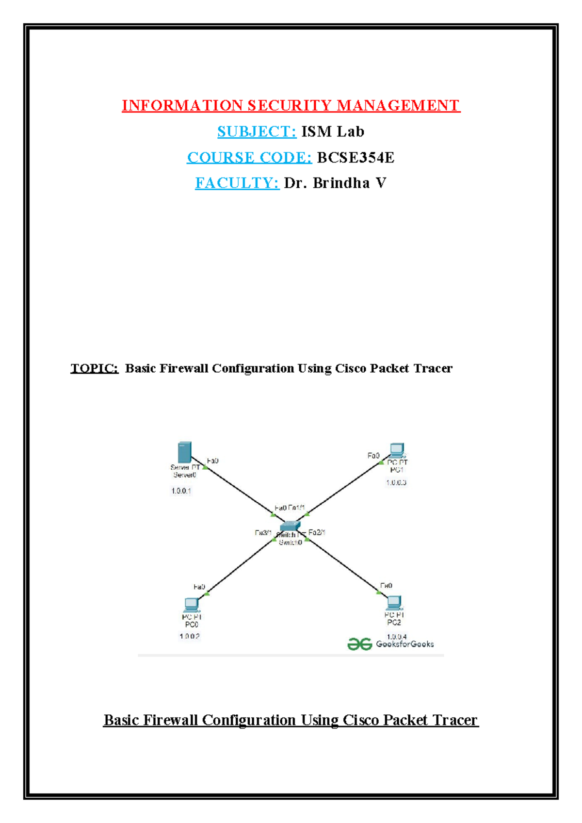 Basic Firewall Configuration Using Cisco Packet Tracer - INFORMATION ...