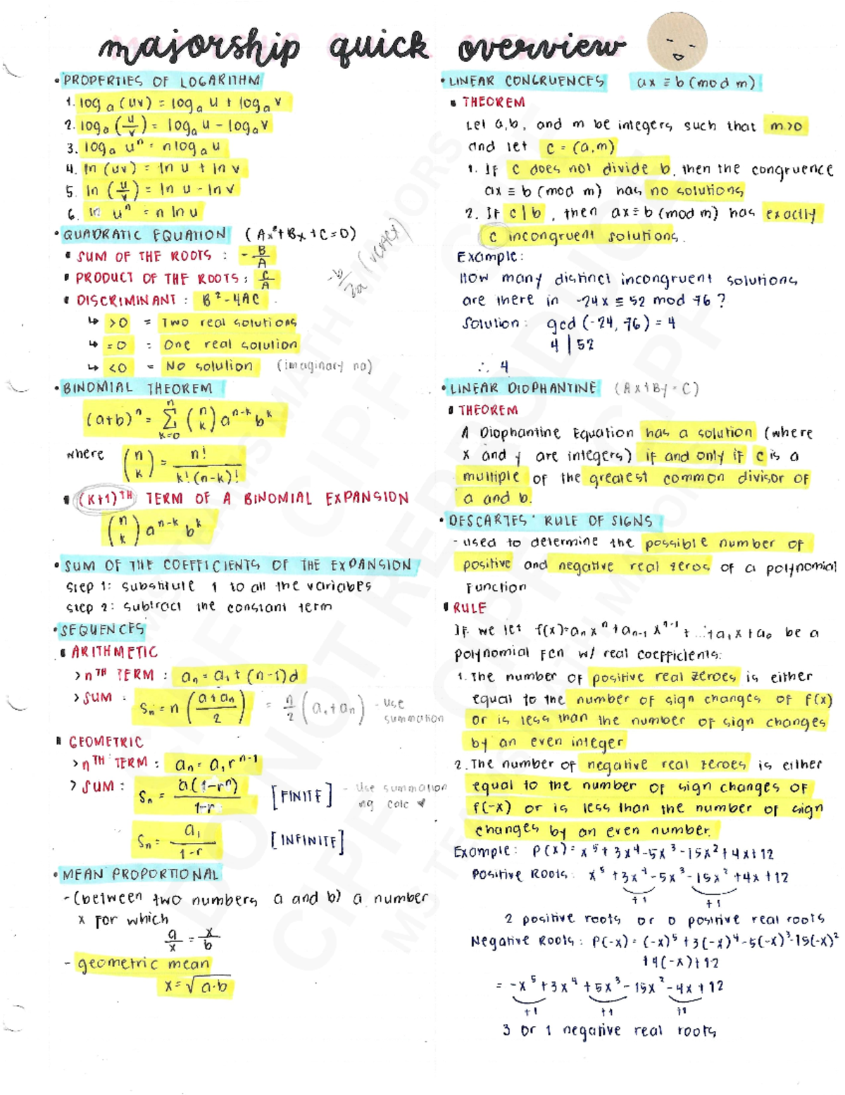 MATH-Personal-Notes - Math review notes\ - majorship quick overview ...