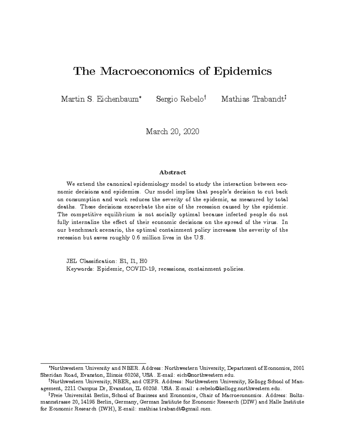 The Macroeconomics of Epidemics - The Macroeconomics of Epidemics ...