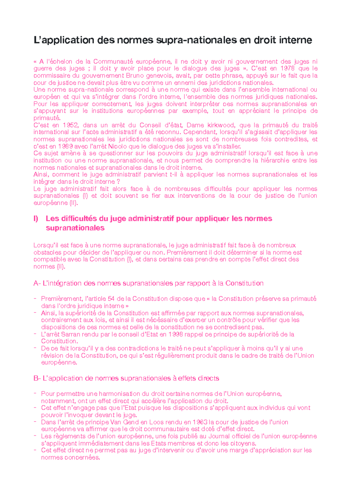 TDA5 - dissertation sur l’application des normes supra-nationales en ...