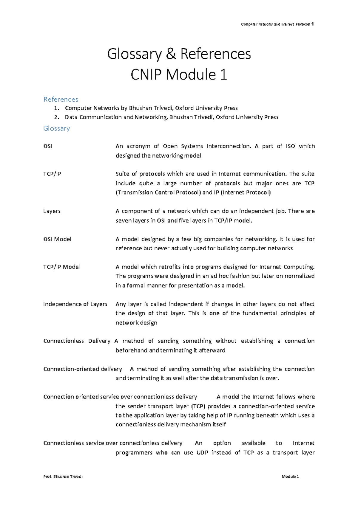 CNIP References & Glossary Mod1 - Computer Networks and Internet ...
