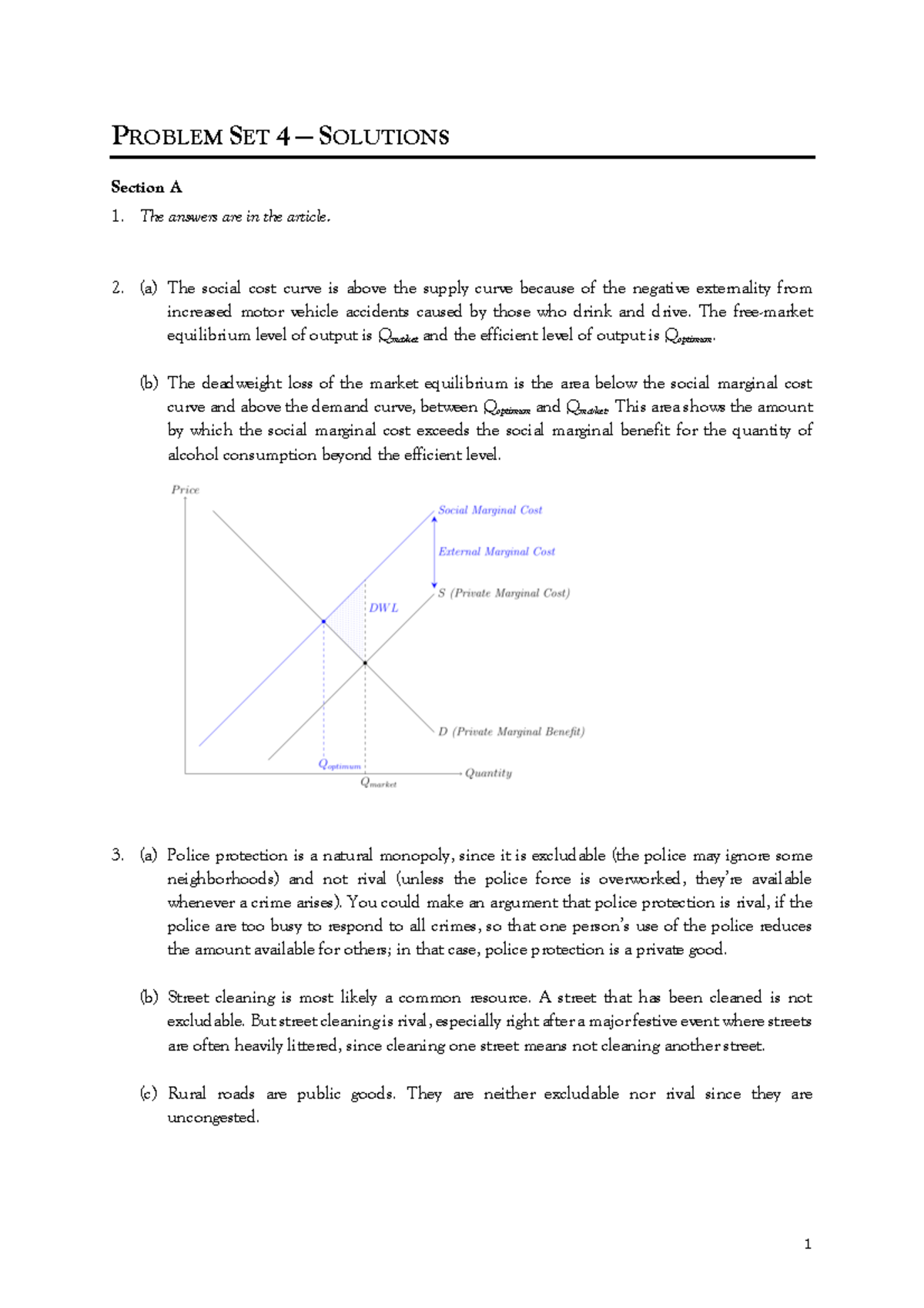 Problem Set 4 Solutions Problem Set 4 — Solutions Section A The Answers Are In The Article
