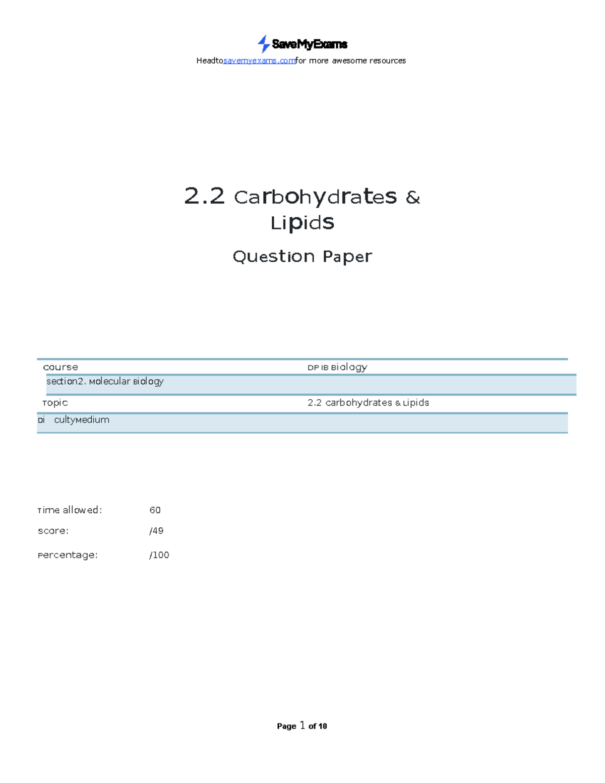 help for islam study - Section2. Molecular Biology Di cultyMedium 2 ...