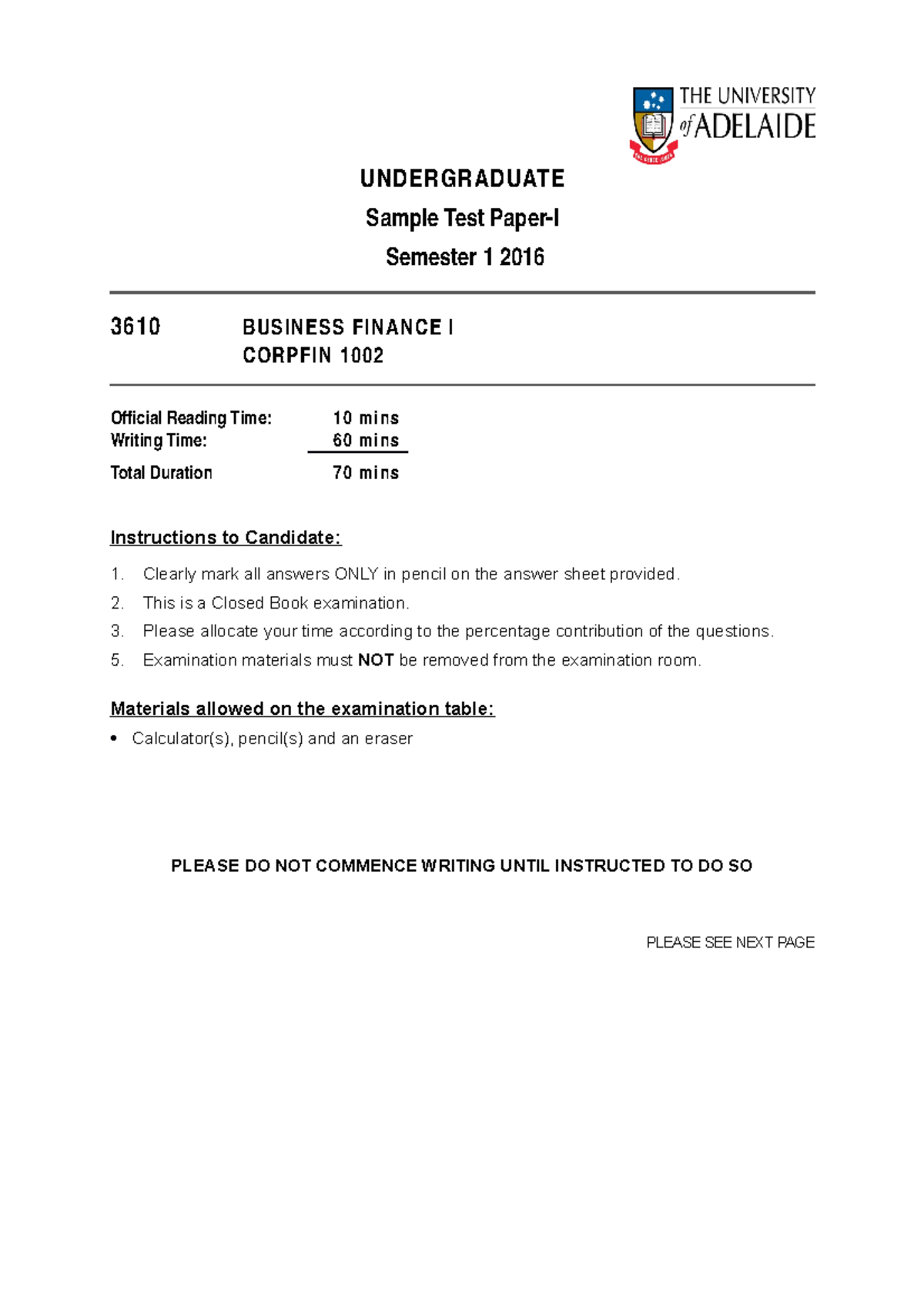 Samplepractice Exam 2016 Questions And Answers Sample Test Paper Mid Sem Test 2 5153