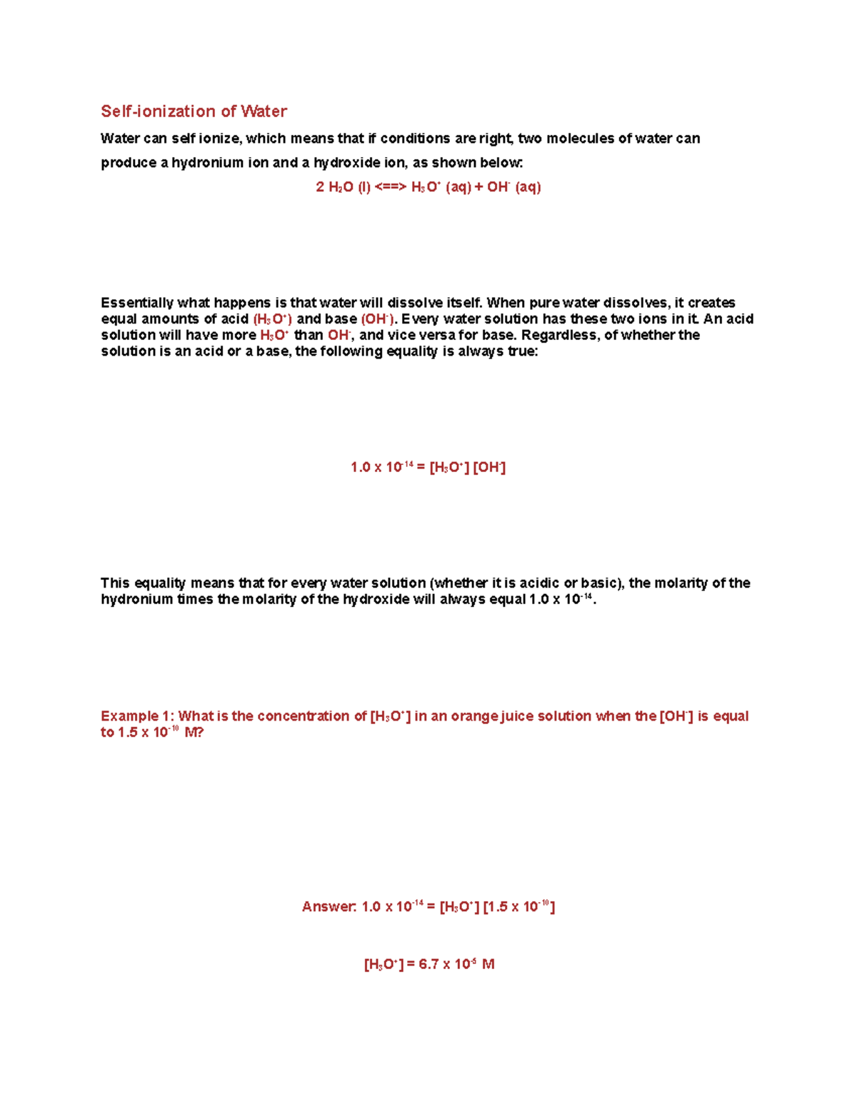 PH levels - Instructor given general chemistry II lecture notes. - Self ...