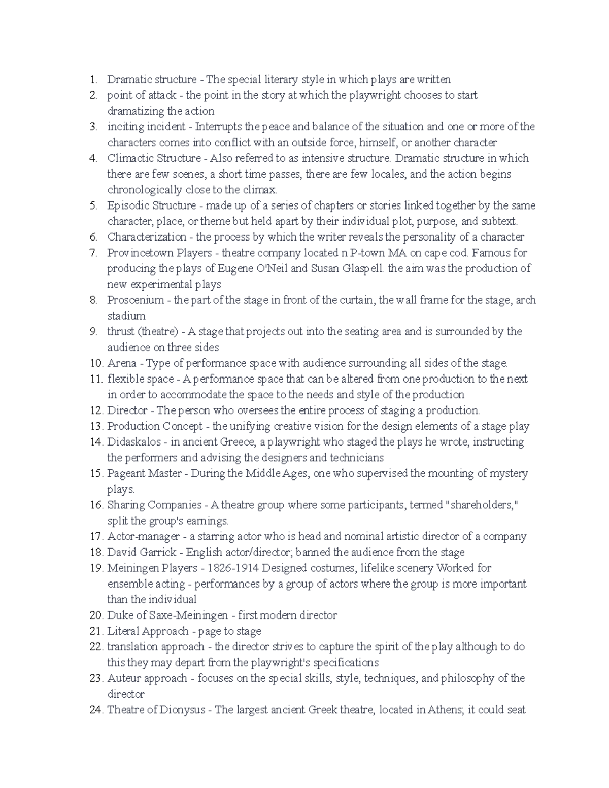 Theatre Study Guide Terms - Dramatic structure - The special literary ...