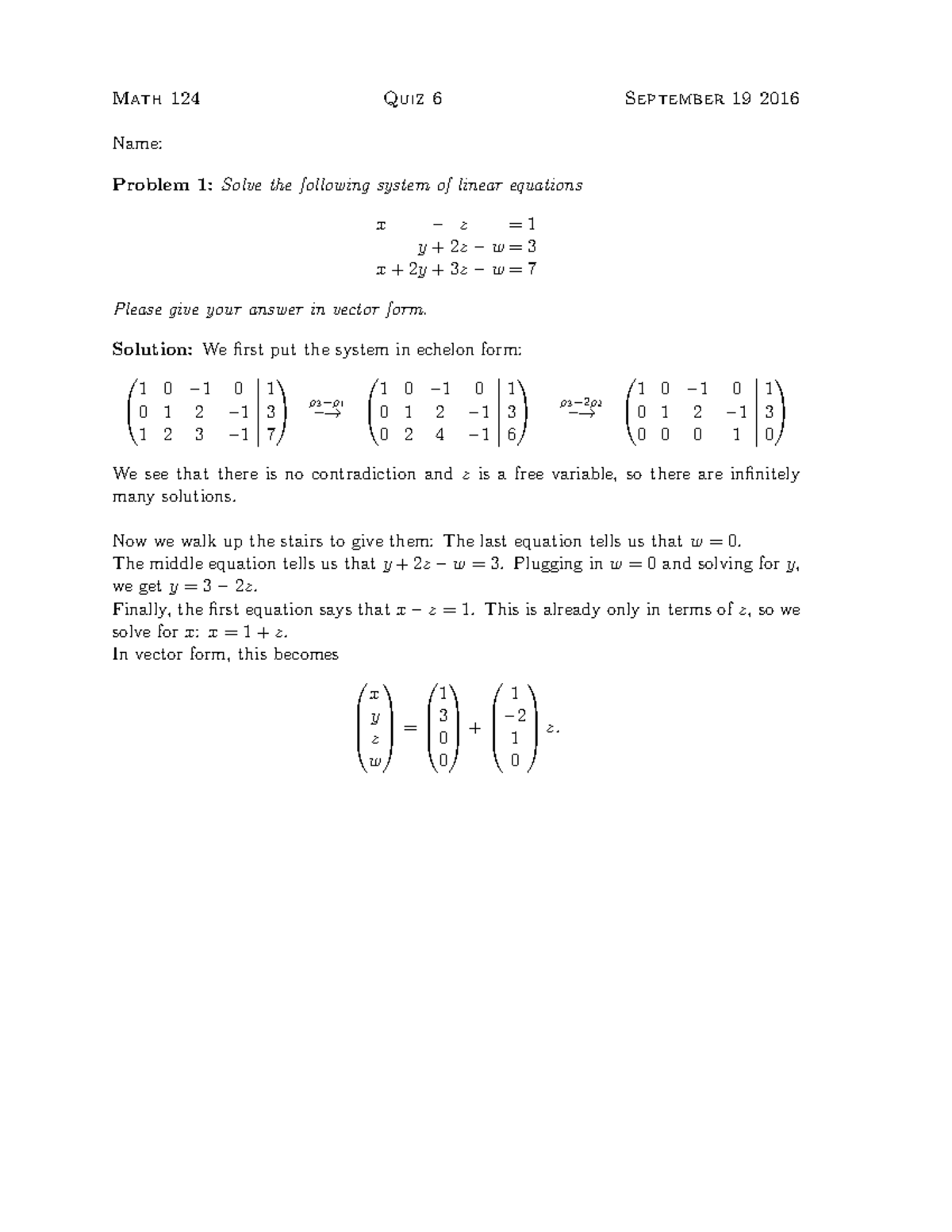 MATH124 2016-2017 Quiz 6 - Questions & Answers - Math 124 Quiz 6 ...