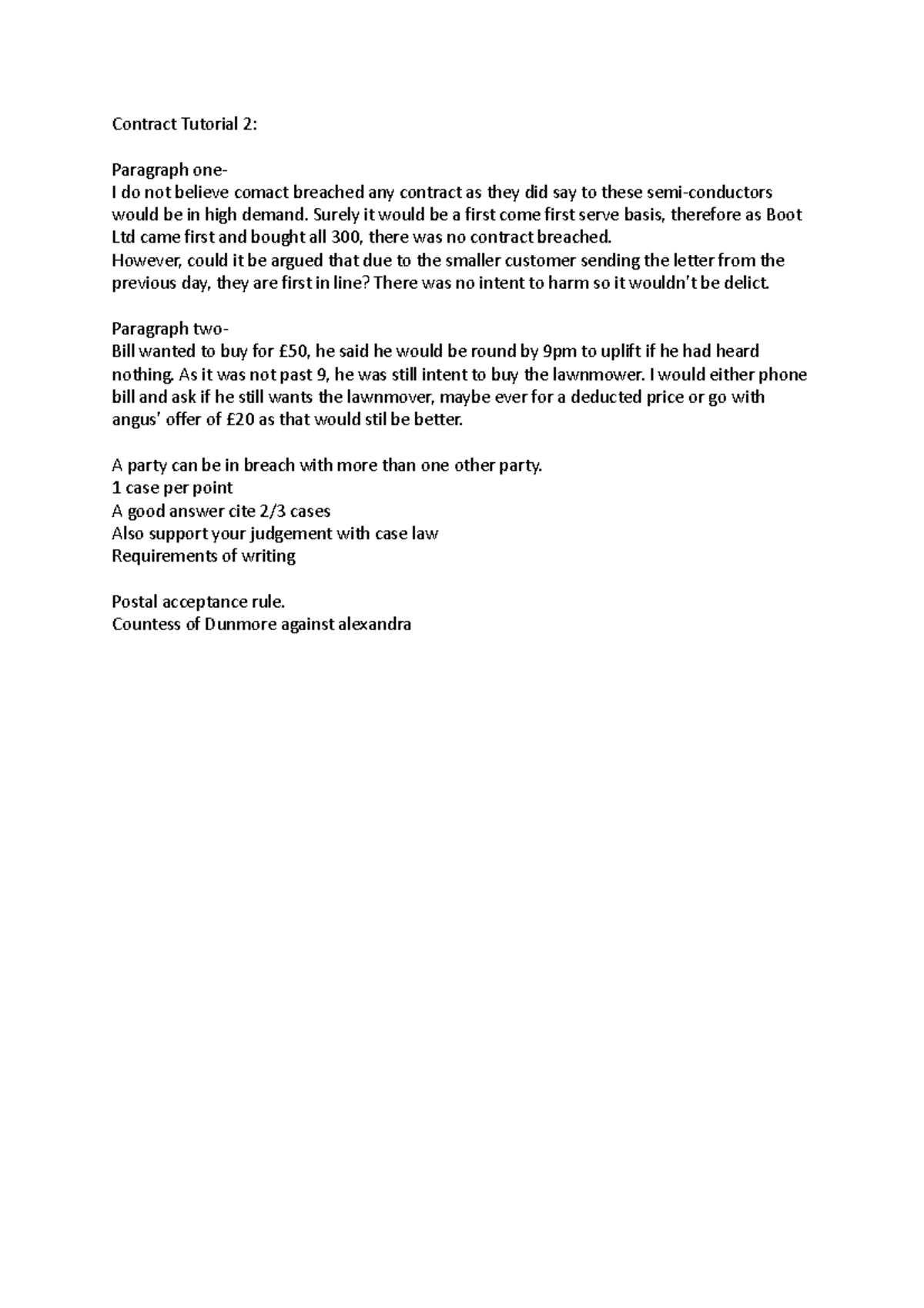 Contract Tutorial 2 - notes - Contract Tutorial 2: Paragraph one- I do ...