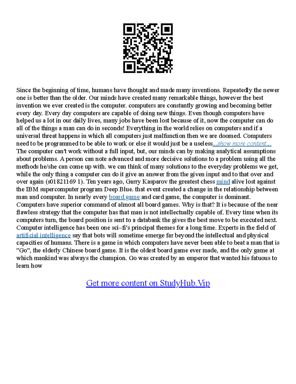 Invention Of Computer Essay - Since the beginning of time, humans have ...