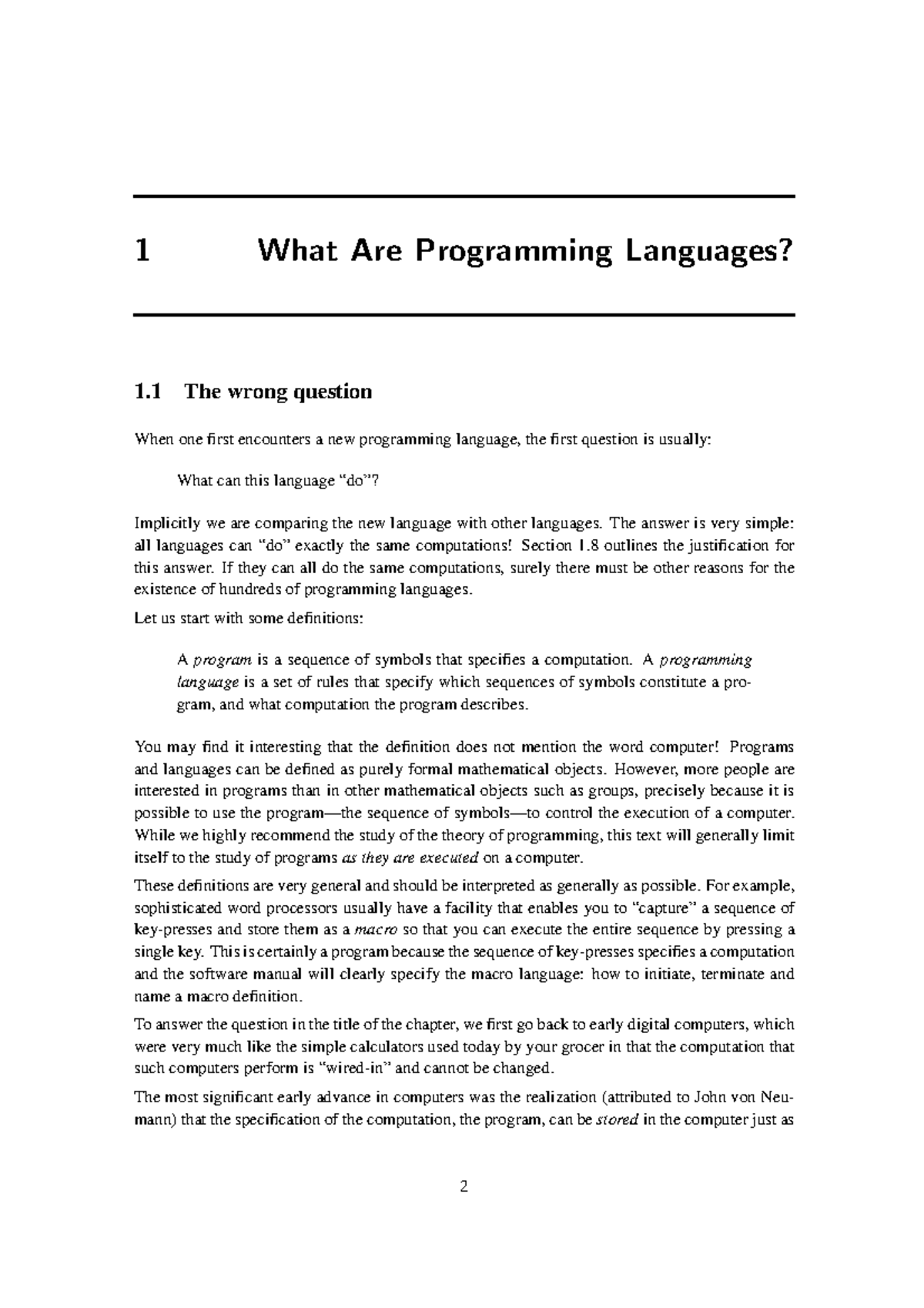 Chapter 1 What Are Programming Languages 1 What Are Programming Languages 1 The Wrong