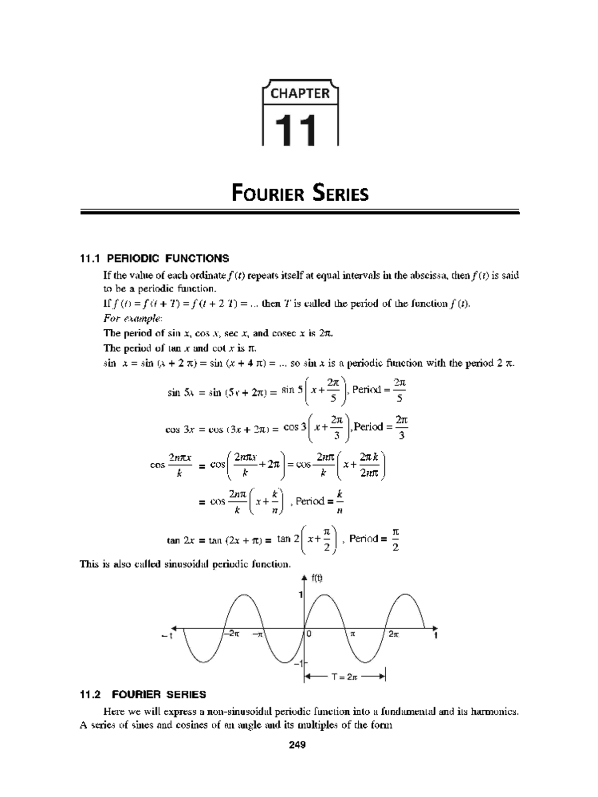 Fourier Series - Maths module 1 - CHAPTER 11 FOURIER SERIES 11 PERIODIC ...