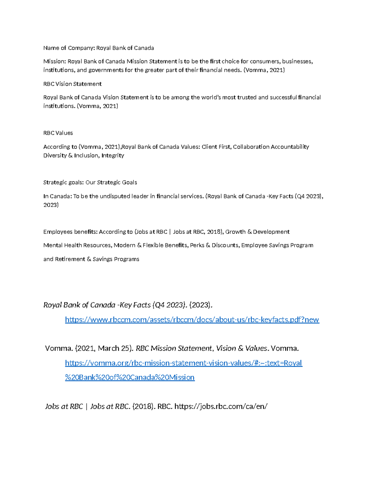 RBC - info - Name of Company: Royal Bank of Canada Mission: Royal Bank ...