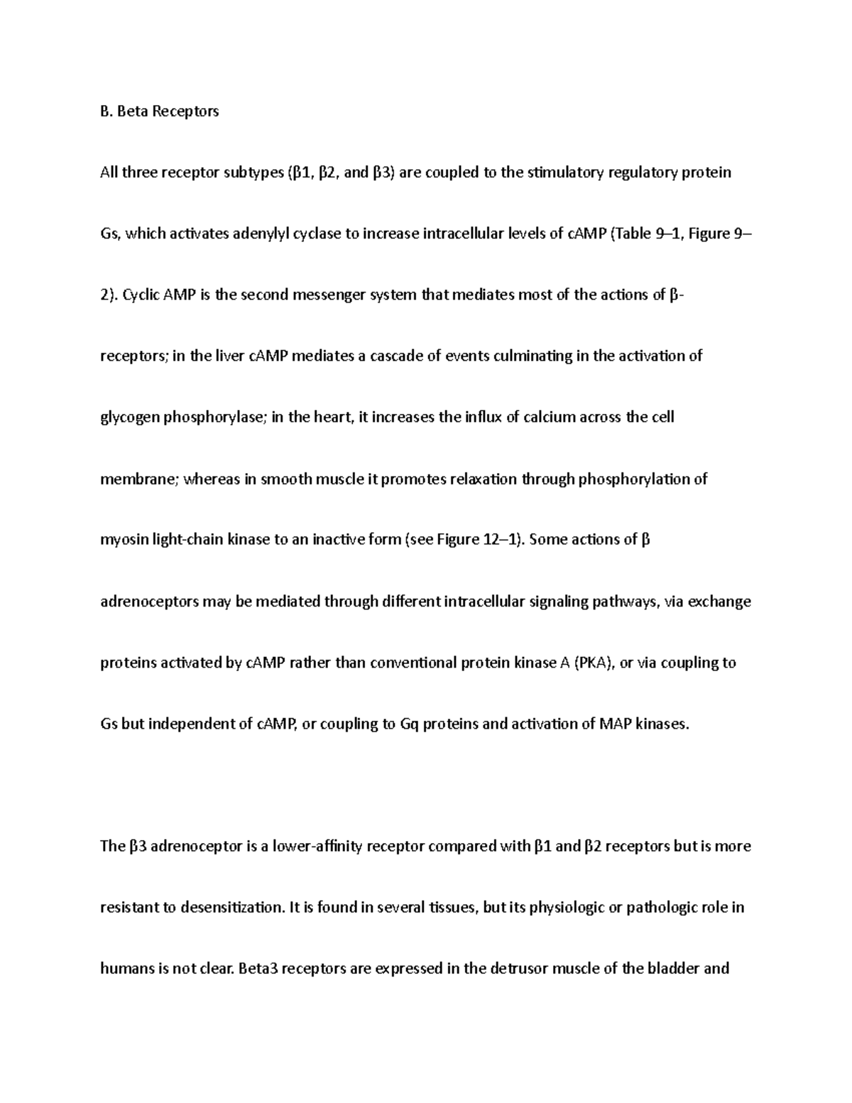Beta Receptors - B. Beta Receptors All three receptor subtypes (β1, β2 ...