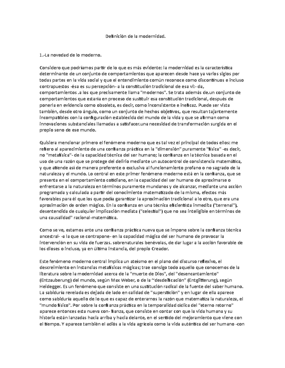 Definicion de la modernidad - 1.-La novedad de lo moderno. Considero ...