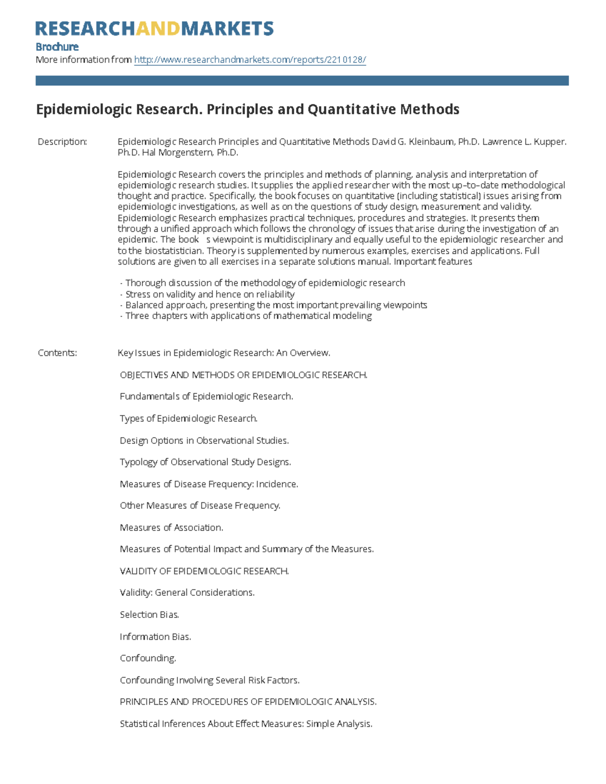 Epidemiologic research principles and - Brochure More information from ...