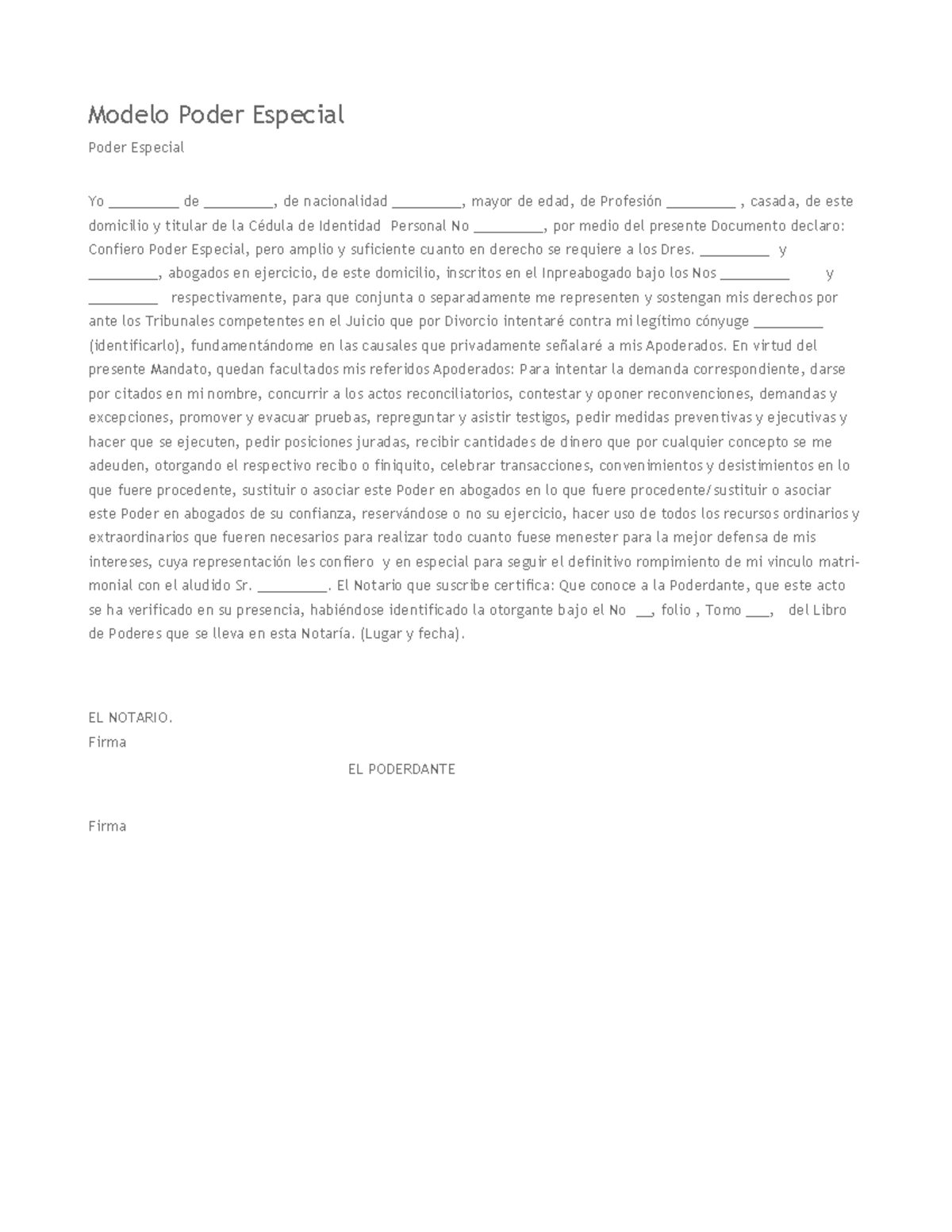 Modelo Poder Especial - Modelo Poder Especial Poder Especial Yo ...