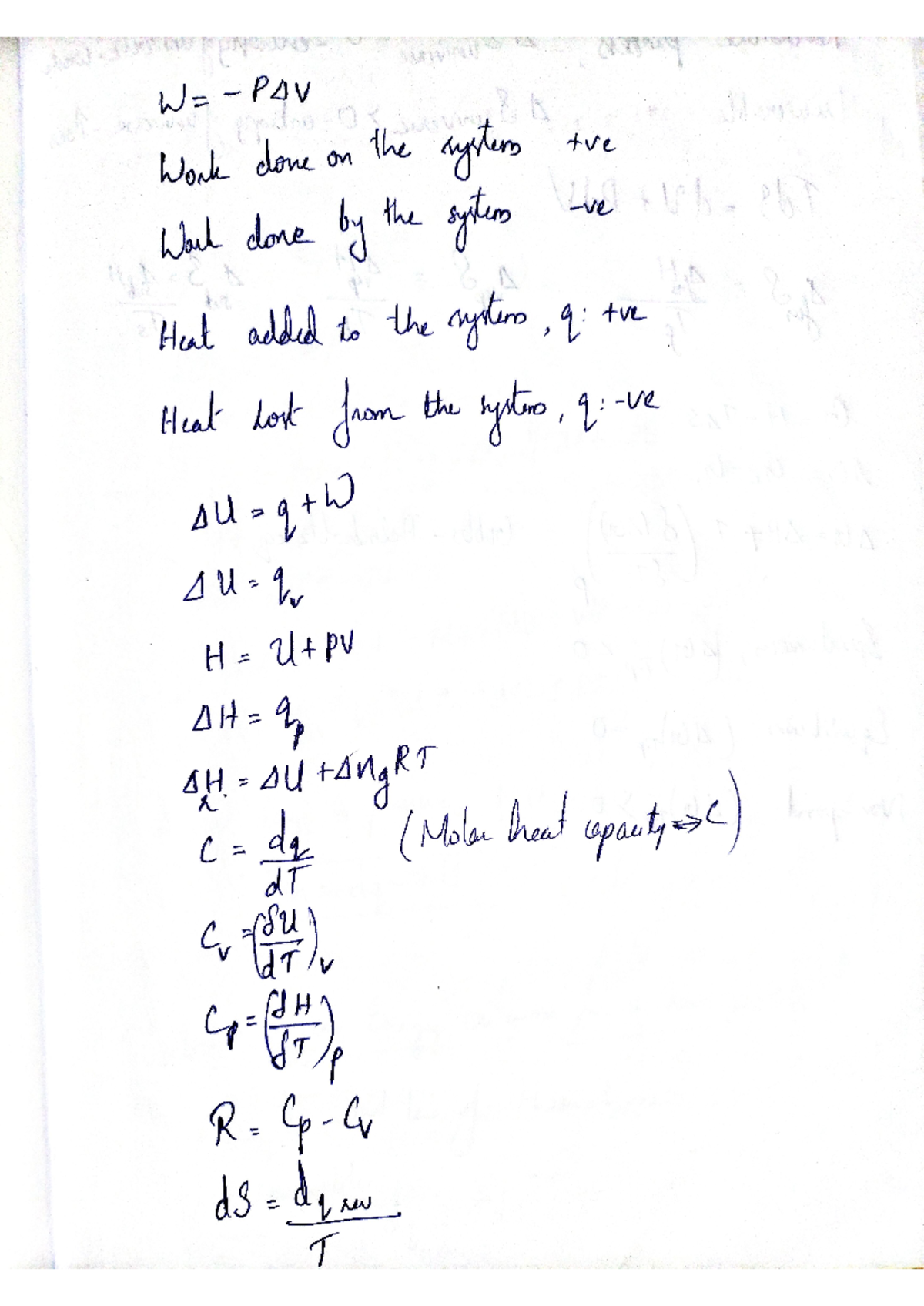 Thermodynamics Equations - Complementary Chemistry - Work done on the ...
