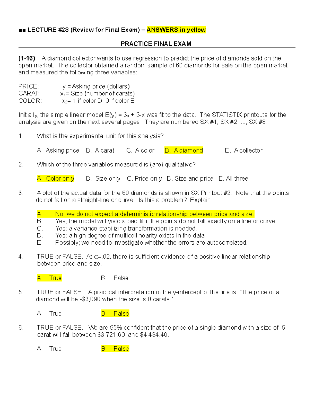 Answers-Final Notes - LECTURE #23 (Review for Final Exam) – ANSWERS in ...