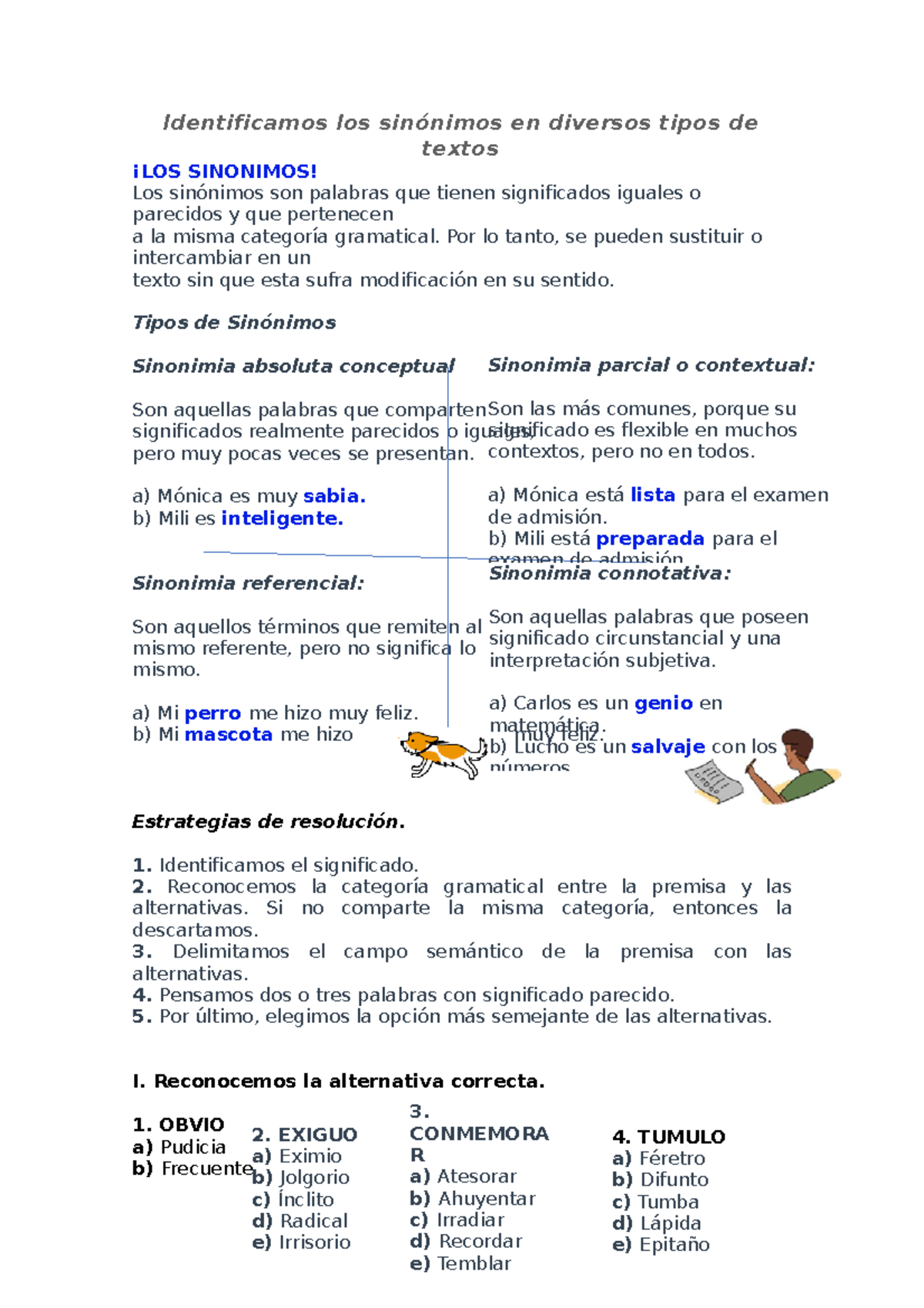 Sinonimia Textual - Identificamos los sinónimos en diversos tipos de ...