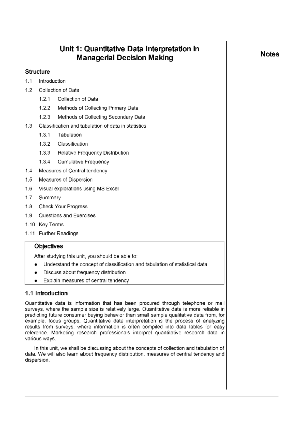 Module 1 - ....... - Unit 1: Quantitative Data Interpretation in Notes ...
