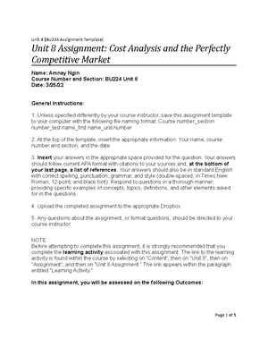 BU224 05 Unit 5 - Elasticity of Demand and Consumer Surplus - Unit 5 BU224- Unit 5 Assignment ...