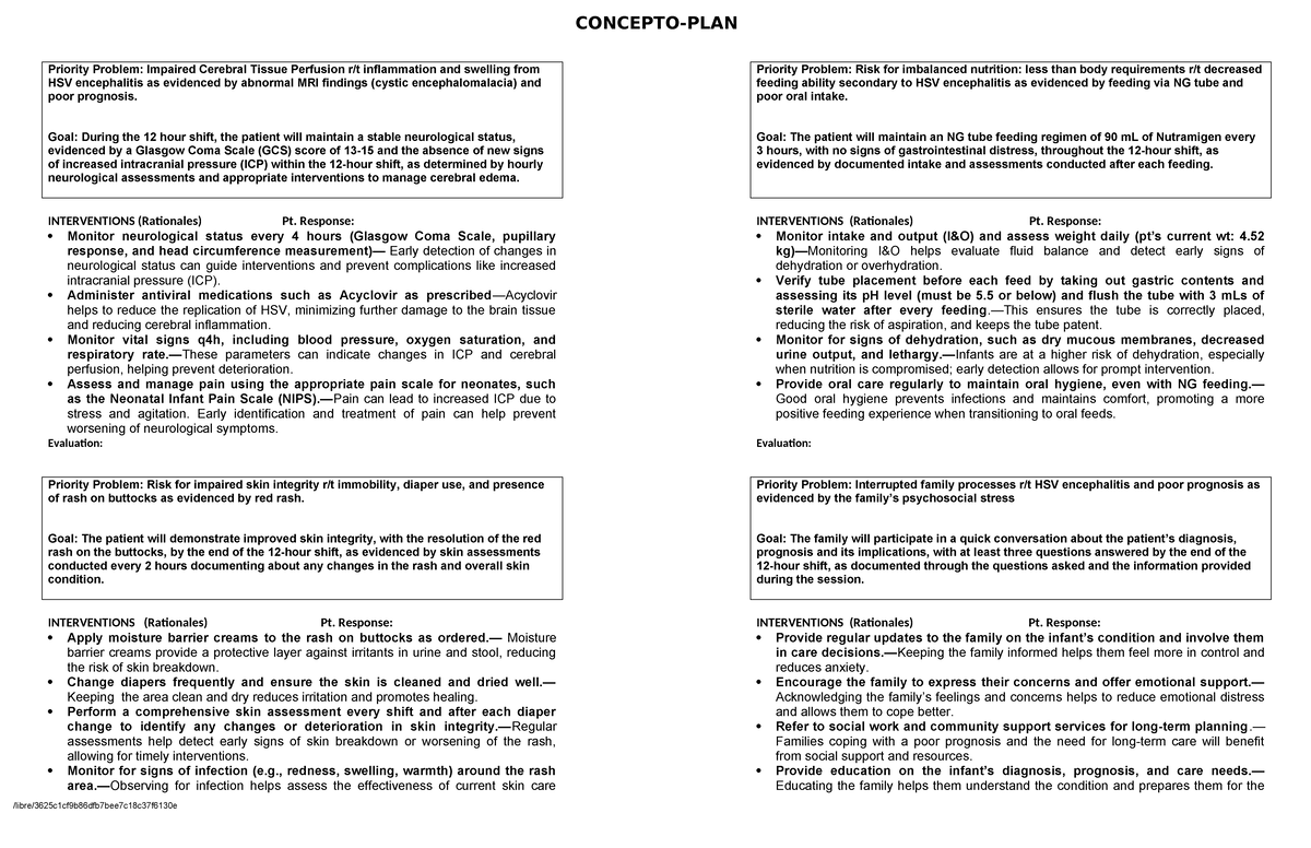 care plan example - CONCEPTO-PLAN Priority Problem: Impaired Cerebral ...