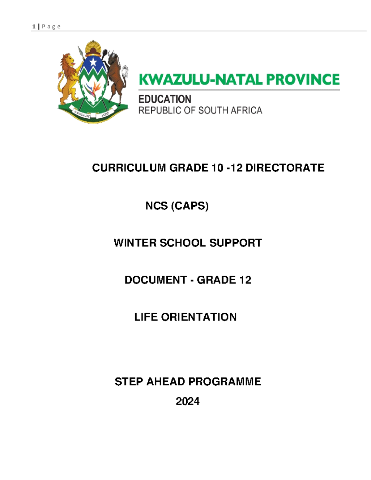 2024 JIT LO Grade 12 Winter Revision Document - CURRICULUM GRADE 10 - 1 ...