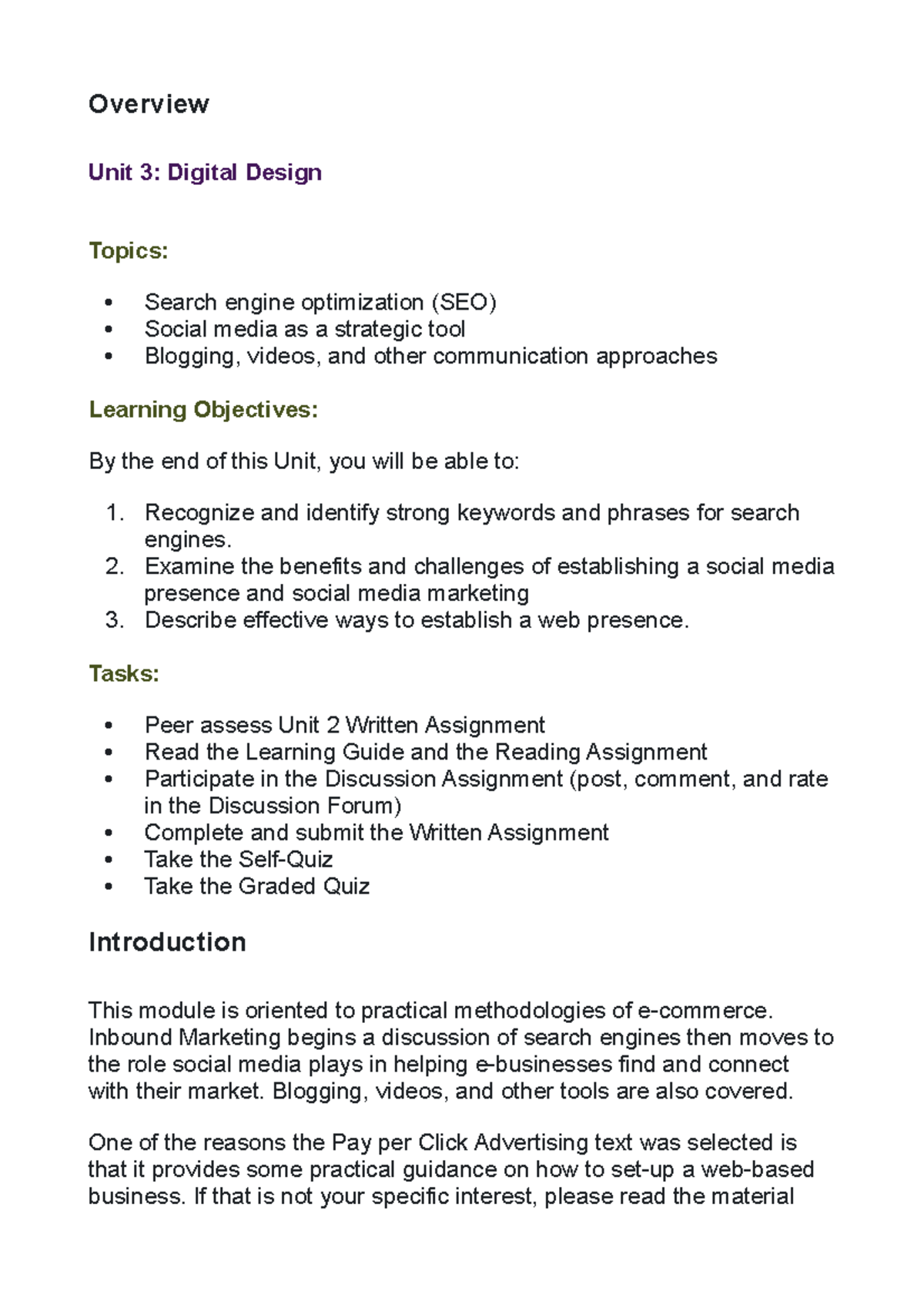 BUS 2202 - Learning guide 3 - Overview Unit 3: Digital Design Topics ...