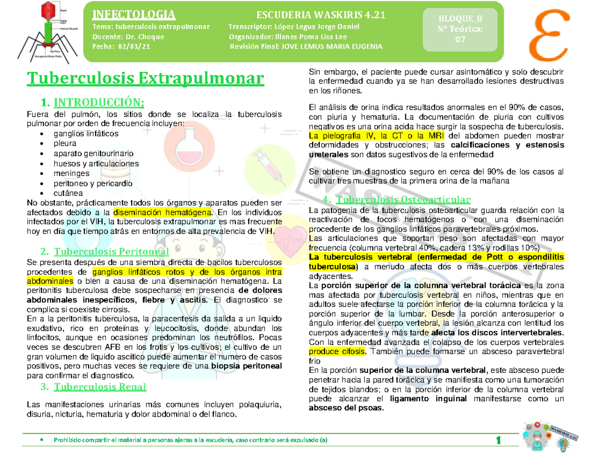 07-INF-02-03-21- Tuberculosis Extrapulmonar - Tema: tuberculosis ...